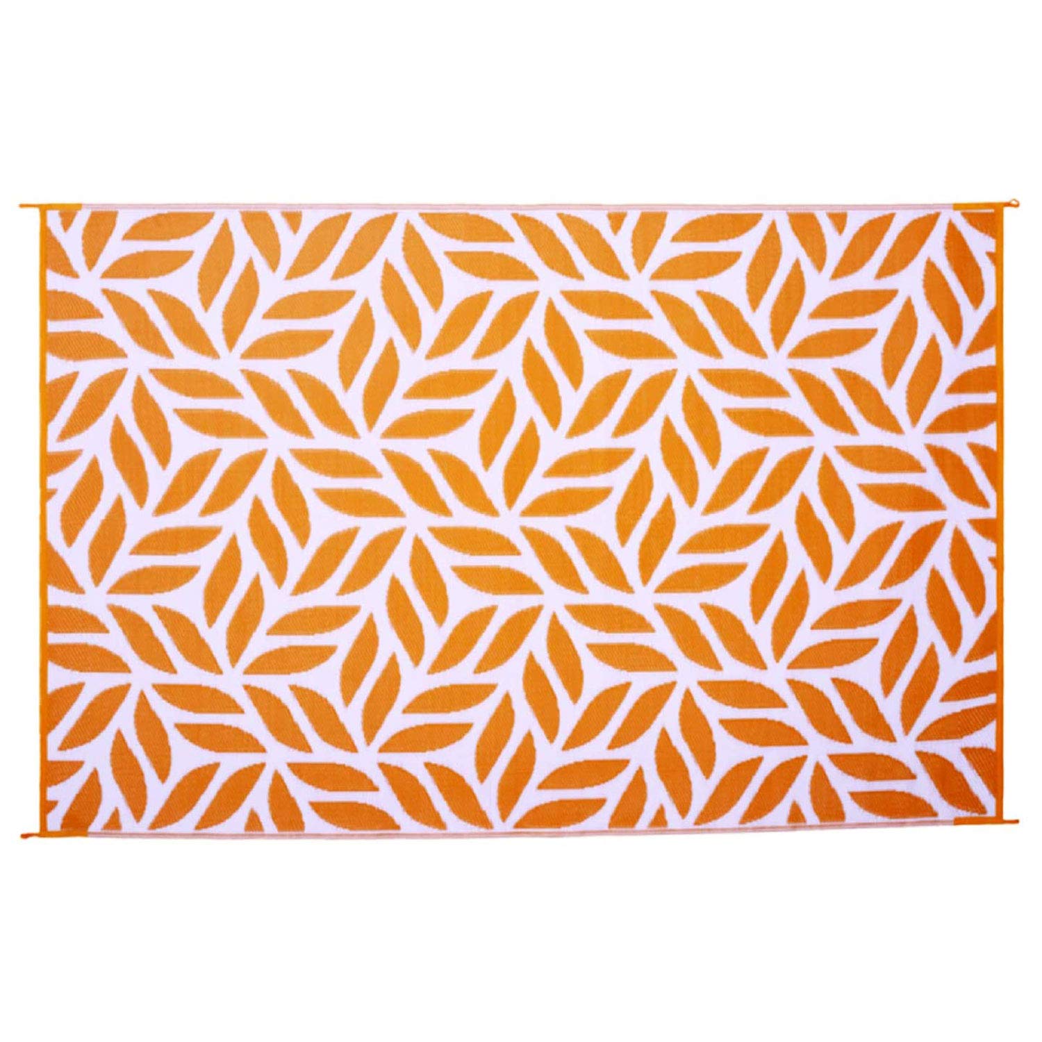 Stylish Camping 256099 6-feet by 9-feet Reversible Mat, Plastic Straw Rug, Large Floor Mat for Outdoors, RV, Patio, Backyard, Picnic, Beach, Camping - Leaf Mat (Mango/White)