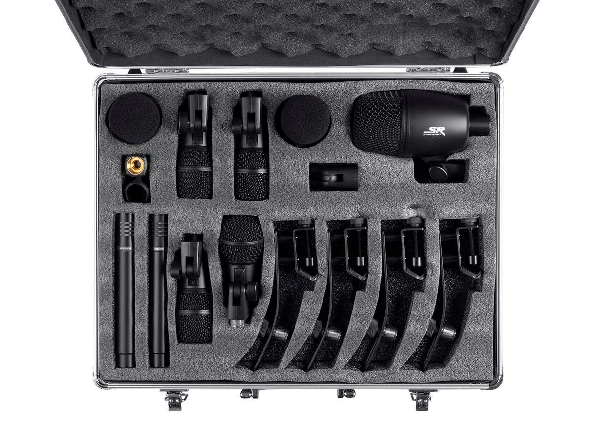 Stage Right Monoprice 7-Piece Drum and Instrument Mic Kit, With Mounts and Case, Balanced XLR Connections - Series