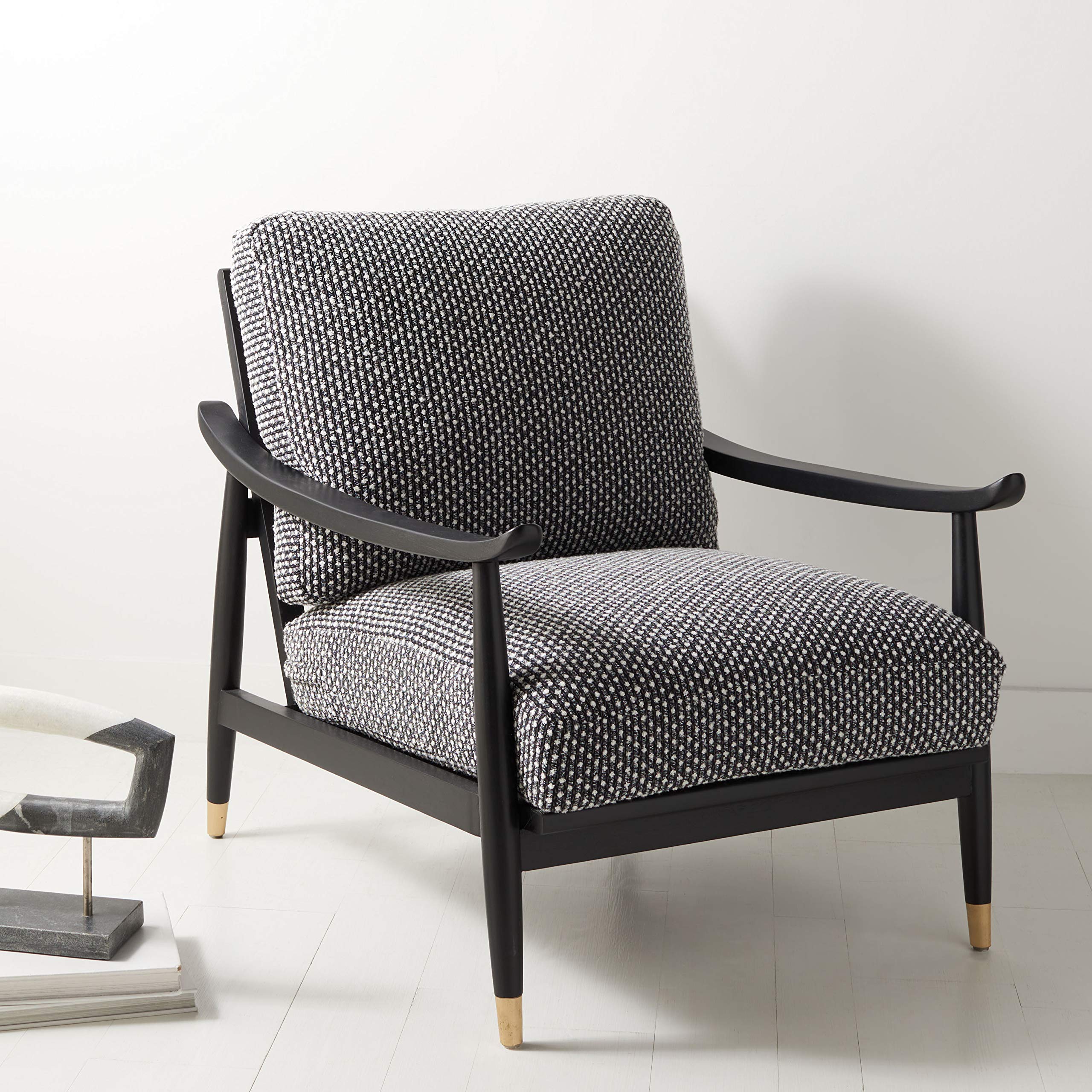 Safavieh Couture Collection Kiara Mid-Century Black and White Cushion Accent Chair