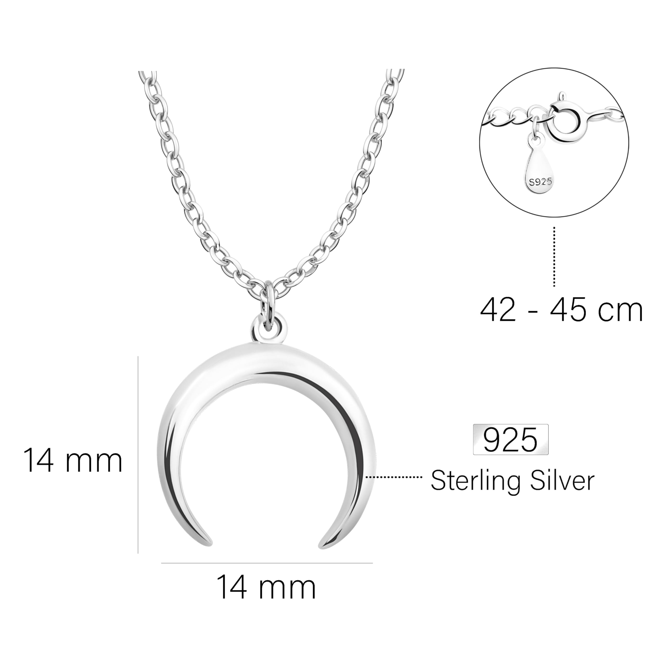 Sofia Milani - Women's Necklace 925 Silver - Moon Pendant - 50228