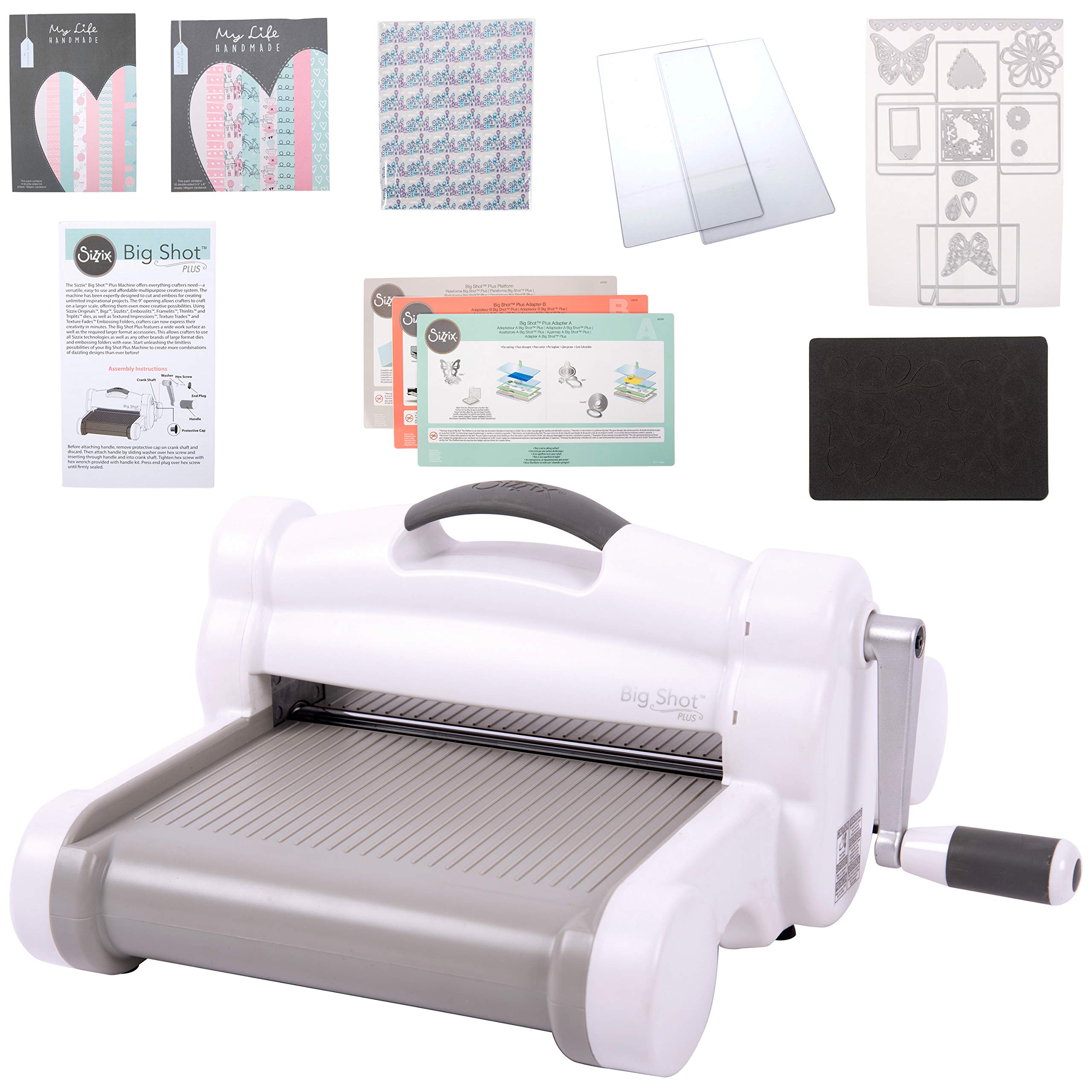 Sizzix Big Shot Plus A4 Die Cutting and Embossing Machine 661546, 21cm (9") Opening, My Life Handmade Starter Kit