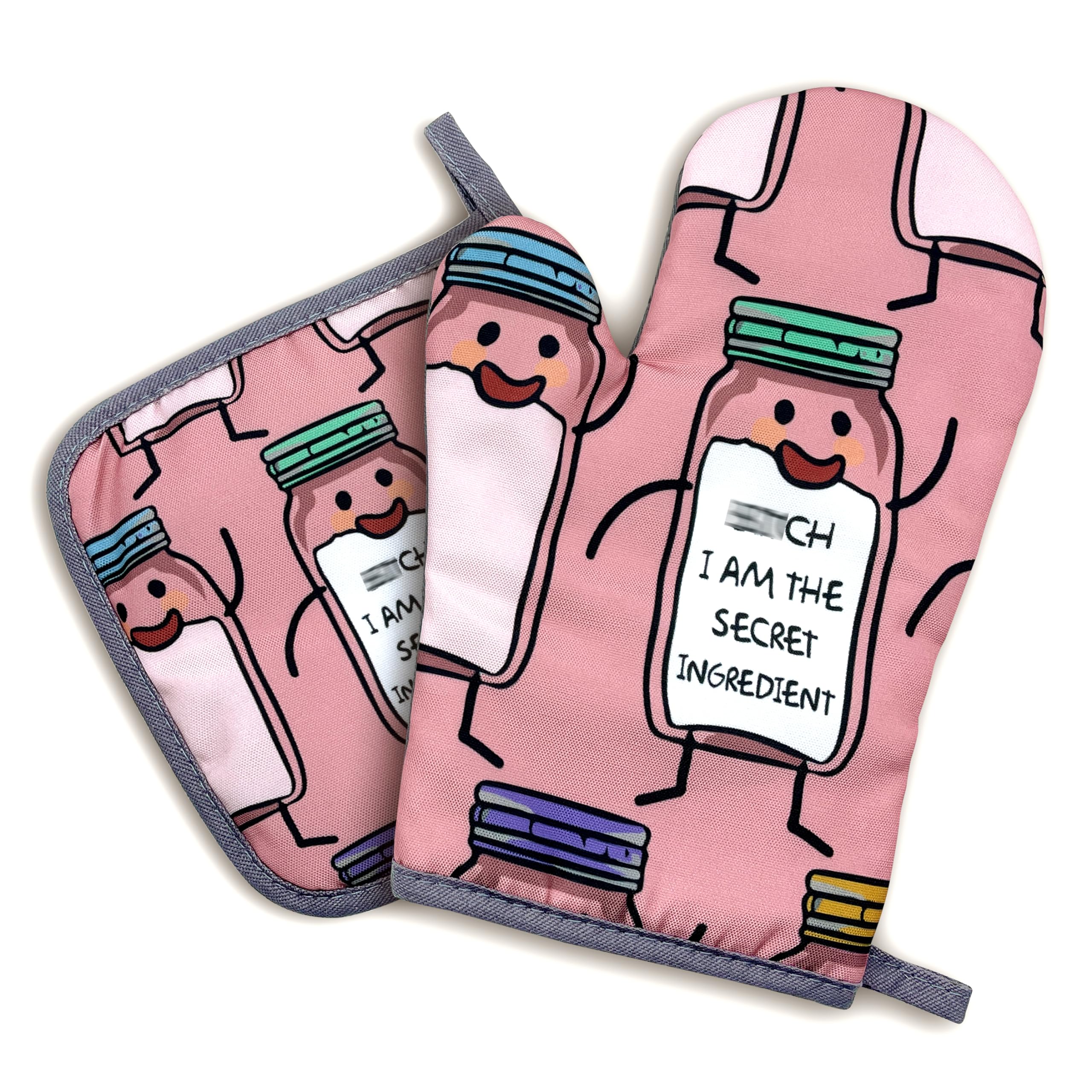 xxxch I Am The Secret Ingredient，Oven Mitts and Pot Holders Sets of 2，Funny Oven Mitt，Cute Housewarming Gift，Personalized Gifts，Friend Birthday Gift，Birthday Baking Gifts for Women