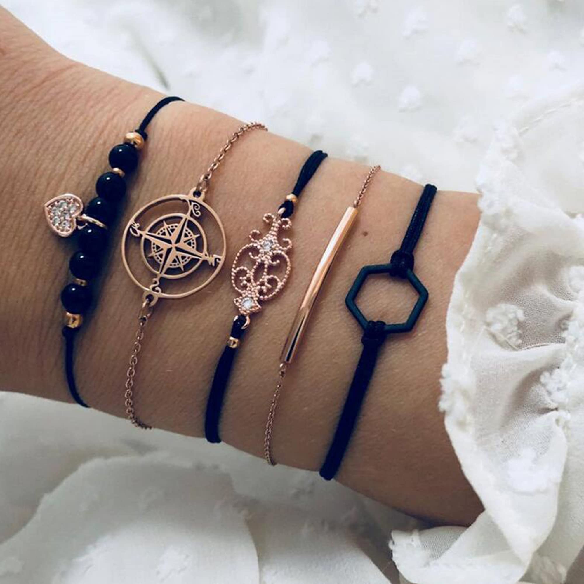 UBGICIG Layered Bracelets For Women 25 PCS Simple Multiple Chain Bracelets Set Dainty Assorted Link Bangle Bracelets Aesthetic Adjustable Jewelry