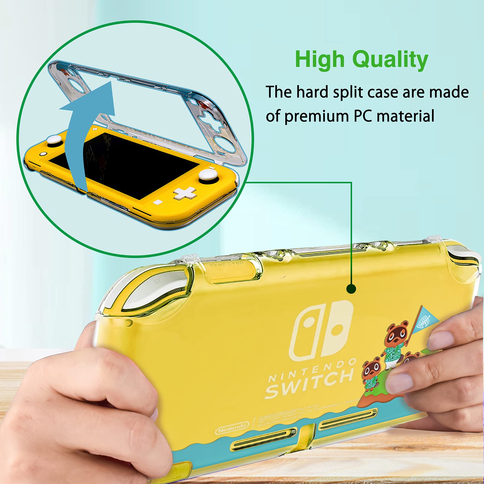 TIKOdirect Protective Crystal Case Compatible with Nintendo Switch Lite, Clear Split Hard Cover with Screen Protector in Anti-Scratch Design, Animal Crossing Pattern