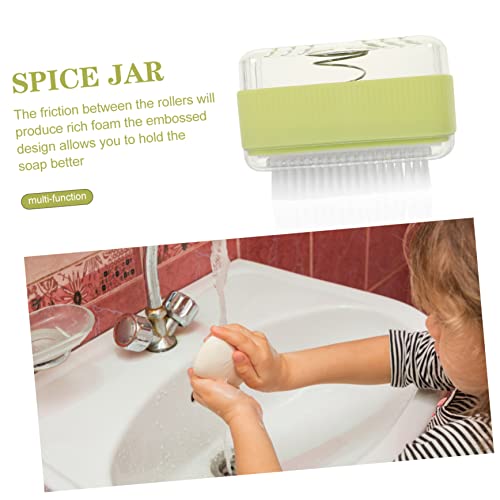 USHOBE Box Soap Brush Holder Multi-Functional Foaming Soap Dish Foaming Soap Dispenser Bar Soap Holder Scrubber Tray Foam Soap Soapdish Soap Drainer Travel Household Shelf