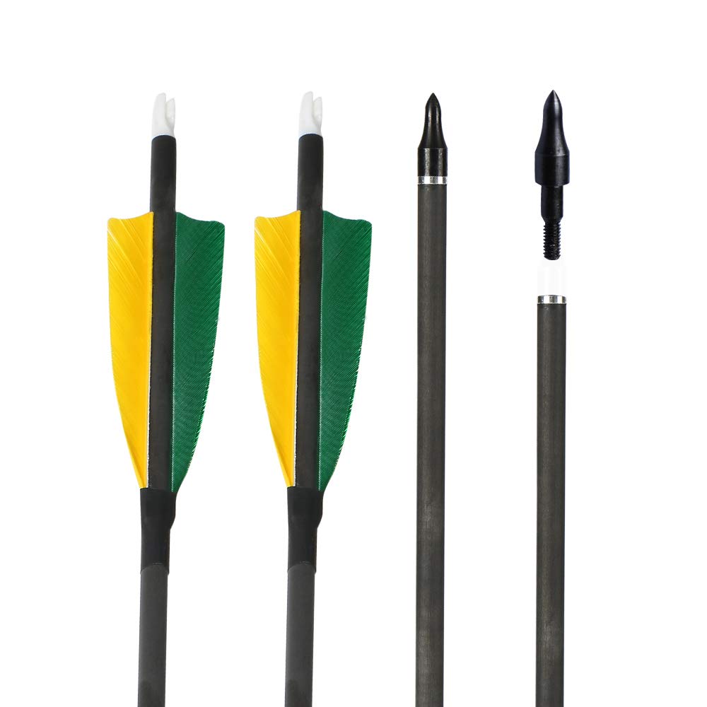 TOPARCHERY 6pcs Archery Arrows, 31 Inch Carbon Arrows with 4" Natural Feather, Carbon Arrows 400 Spine, Arrows Target Hunting Arrows for Longbow, Recureve Bow and Traditional Bow