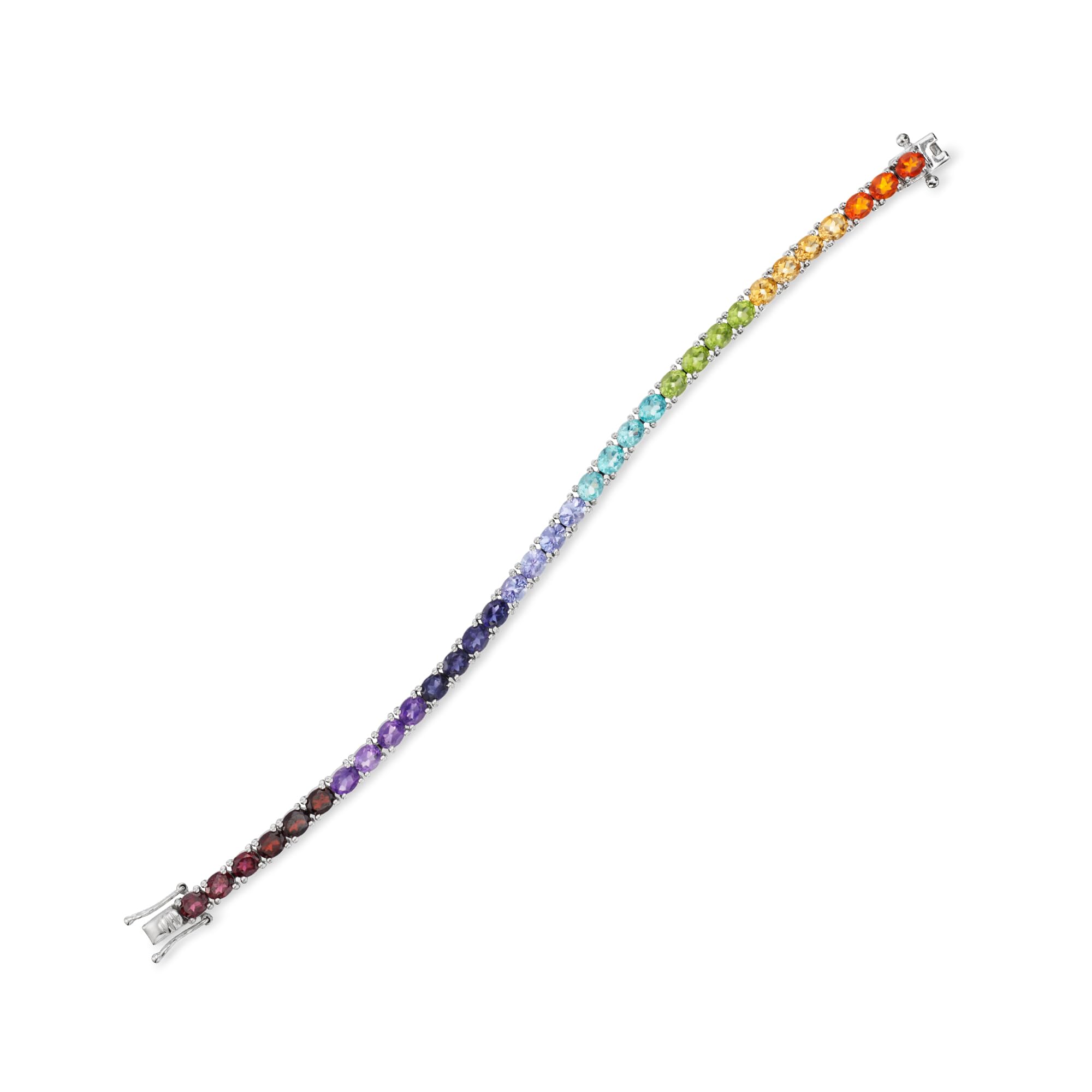 Ross-Simons Fire Opal and 10.50 ct. t.w. Multi-Gemstone Tennis Bracelet in Sterling Silver. 7 inches