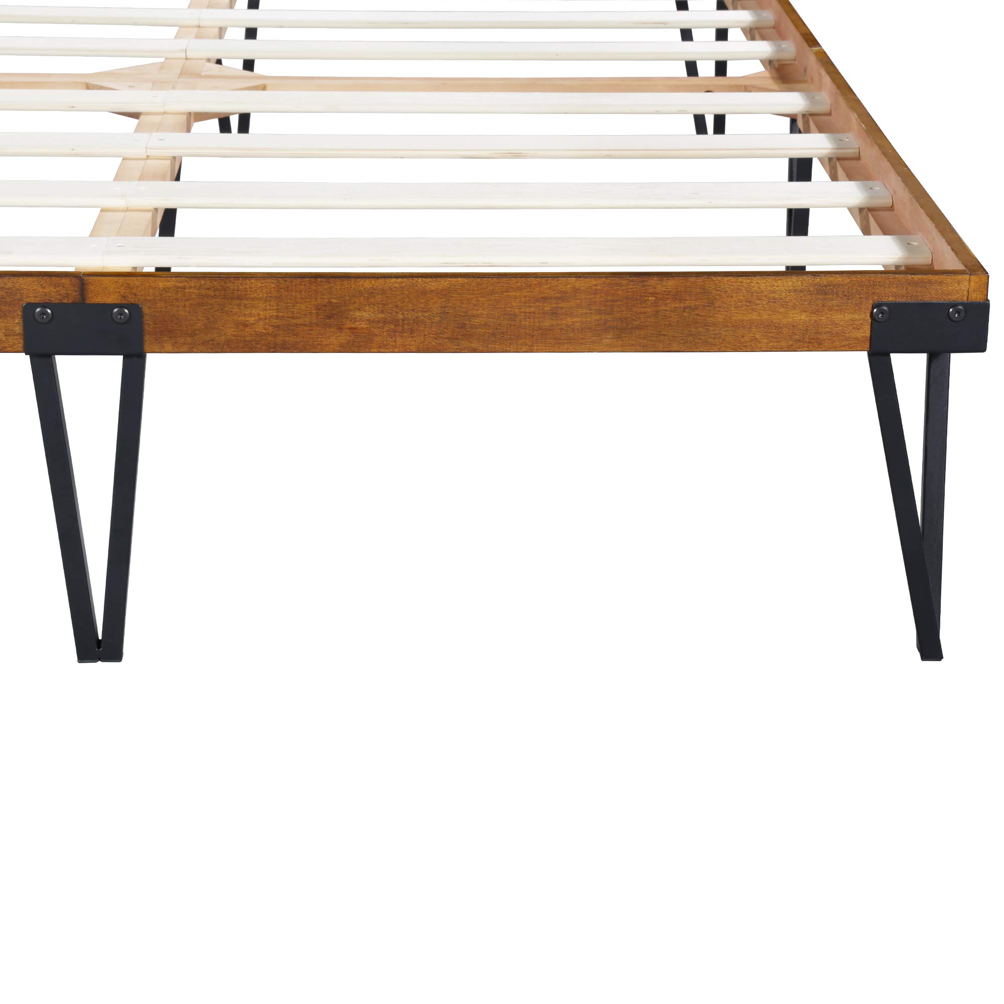 Sleeplace 14 inch Wood Platform Bed Frame with Metal Legs, Queen