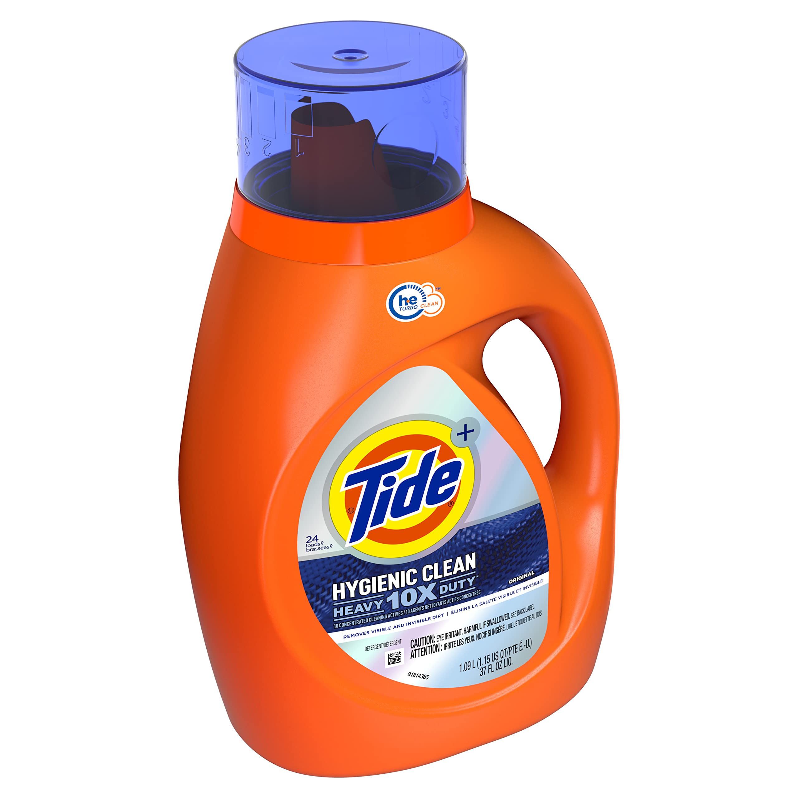 Tide Hygienic Clean Heavy 10X Duty Laundry Detergent Liquid Soap, Original Scent, 37 Fl Oz, 24 Loads, He Compatible (Pack of 2)