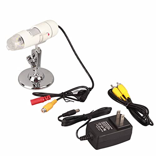 USB Digital Microscope, USB HD Inspection Camera 25x to 400x Magnification with Stand CMOS Sensor TV AV Interface Professional Digital Microscope for Mobile Phone PC (US Plug)