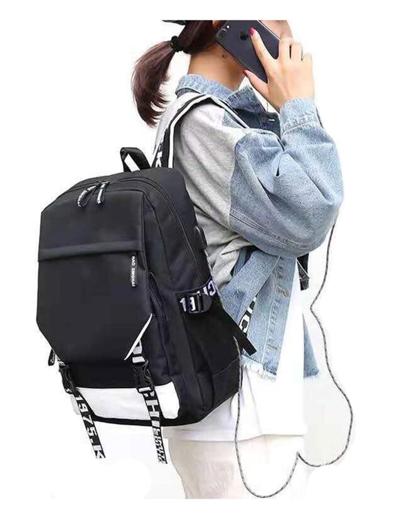 WANHONGYUE Undertale Game Laptop Backpack Rucksack Travel Sports Casual Daypack with USB Charging Port Black / 4