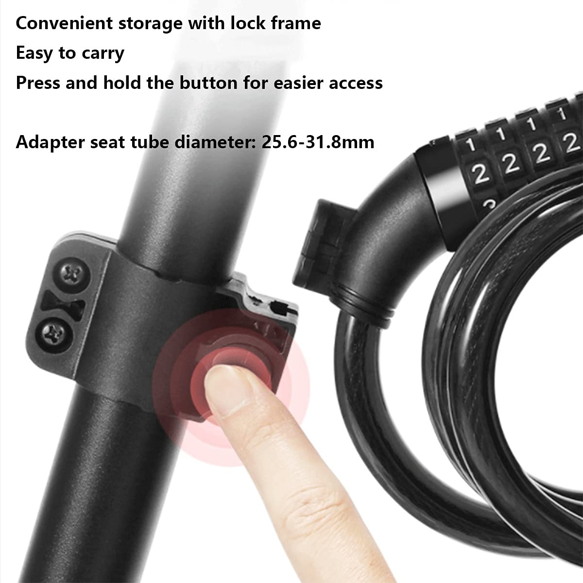 UFFD Bike Lock Cable, 5 Digit Resettable Bicycle Lock with Mounting Bracket, Bike Locks with Combinations Bike, Grills, Ladders - 13 mmDiameter (Color : Black, Size : 1.5m)