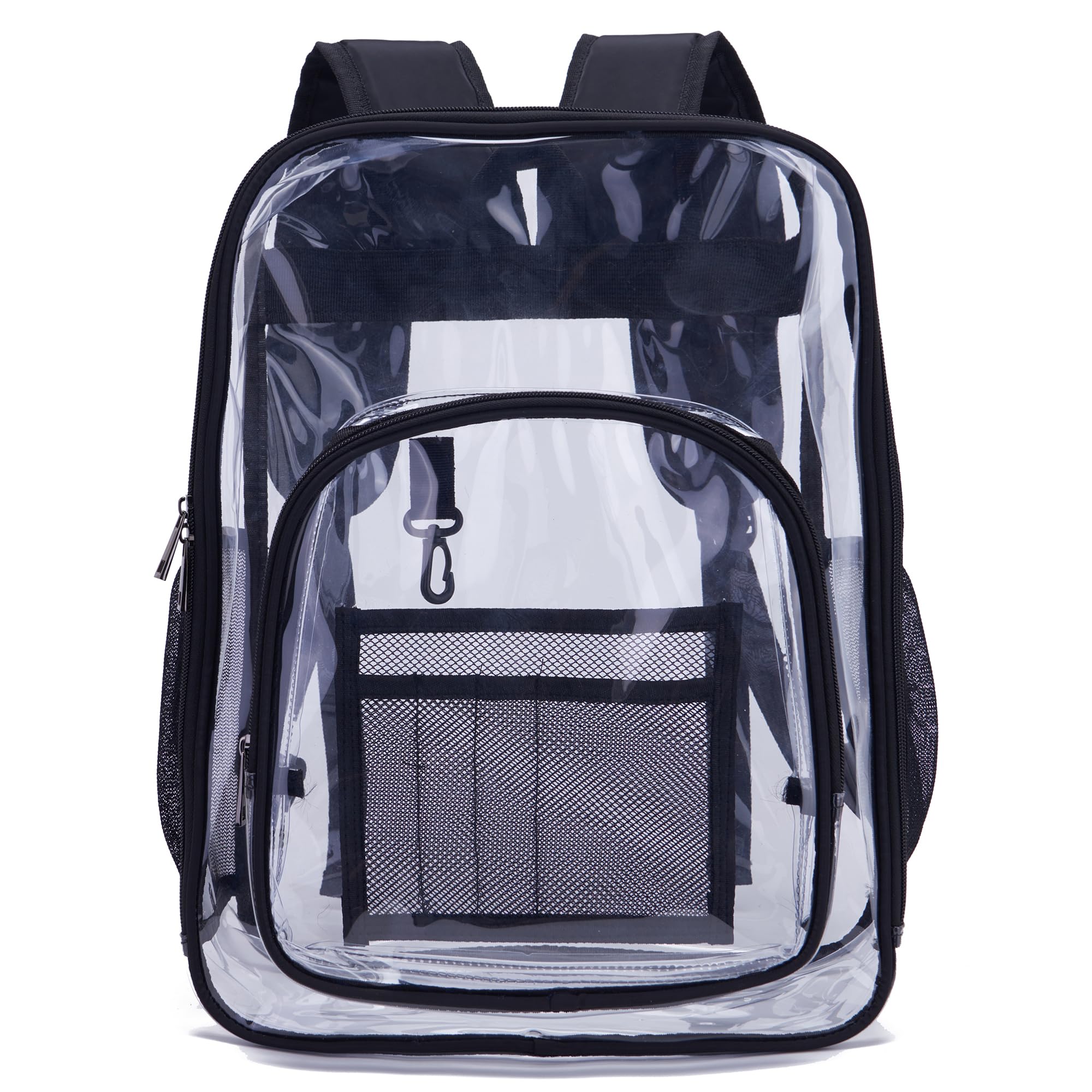 YZAOLL Clear Backpack Heavy Duty Large Transparent Backpacks Soft TPU Daypack Backpacks Book Bag Stadium Approved Black