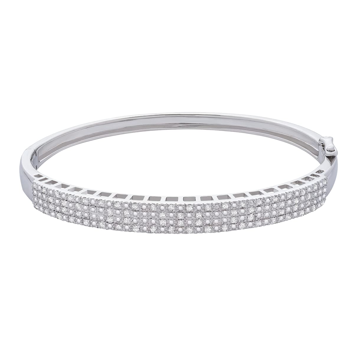 Timeless Love 1/2 CTTW Diamond 7.25" Bangle Bracelet Set in Sterling Silver, Dainty Jewelry for Women, Womenās Fashion Bracelets, Diamond Luxury Bangle for Women