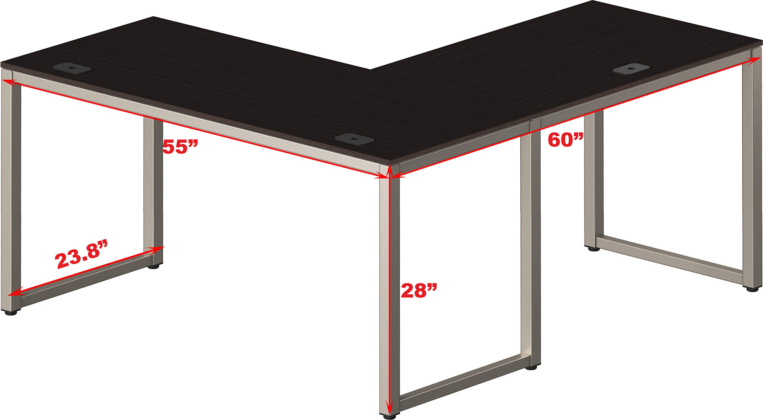 SHW Home Office 55"x60" Large L Shaped Corner Desk, 24" Deep, Espresso