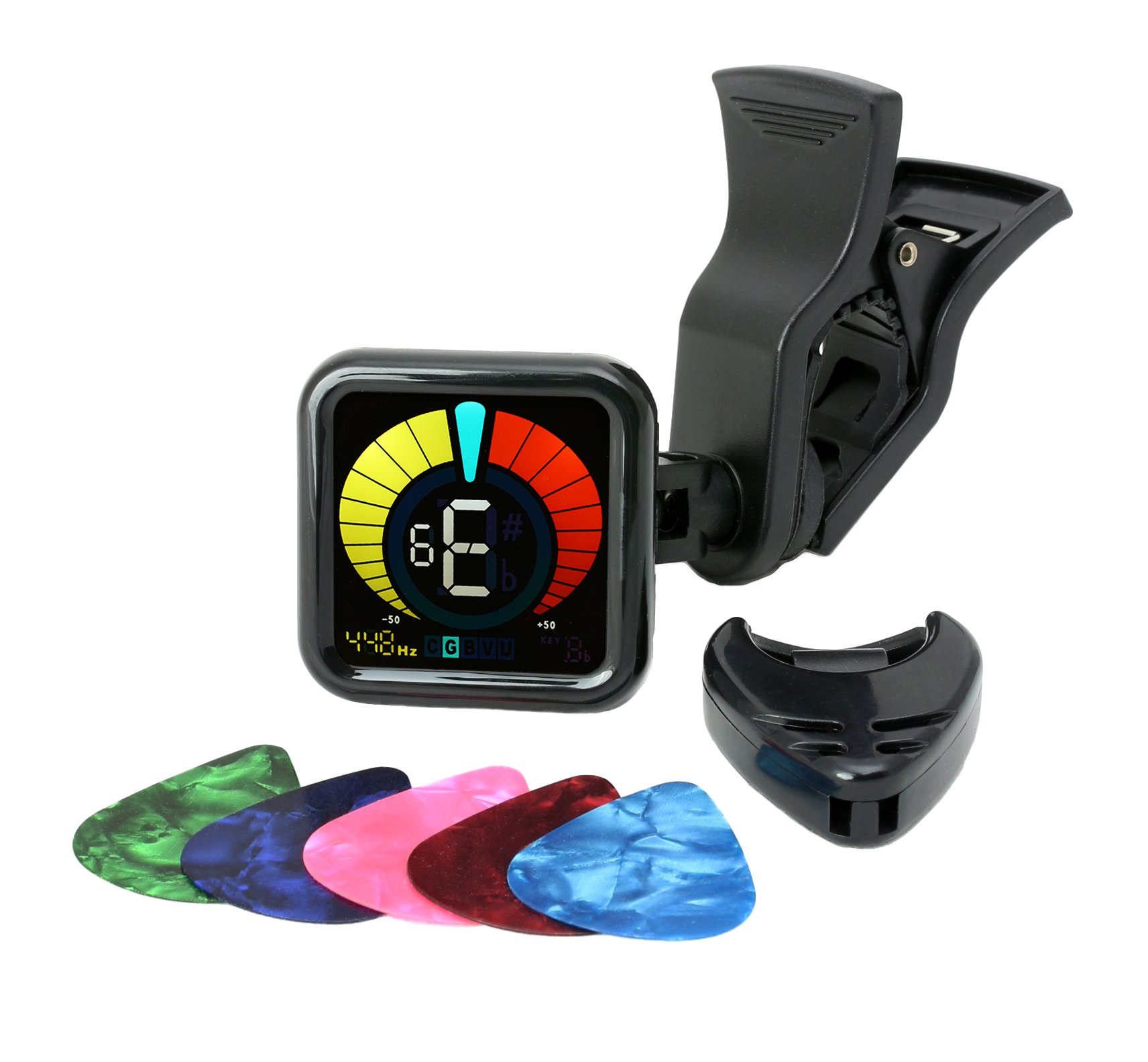 RockJam WeTune - A Clip-On Tuner for all instruments - Guitar, Bass, Ukulele, Violin & Chromatic Tuning Modes