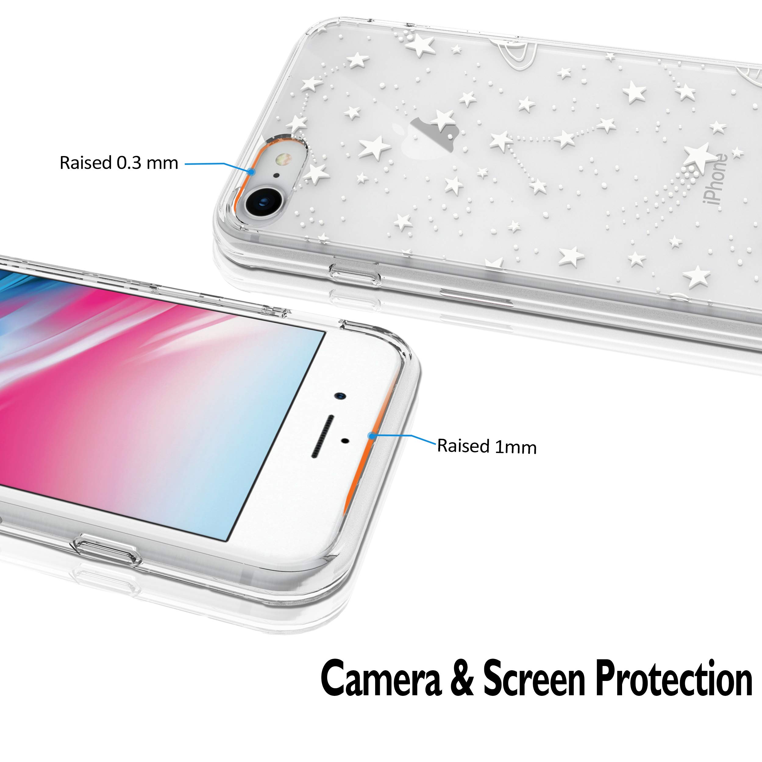 Townshop iPhone SE (2022) / iPhone SE (2020) Case/iPhone 8 Case/iPhone 7 Case, Clear Design Shockproof Scratch Resistant Case for Apple iPhone SE 2022 / SE 2020 / iPhone 8 / Apple iPhone 7- Universe