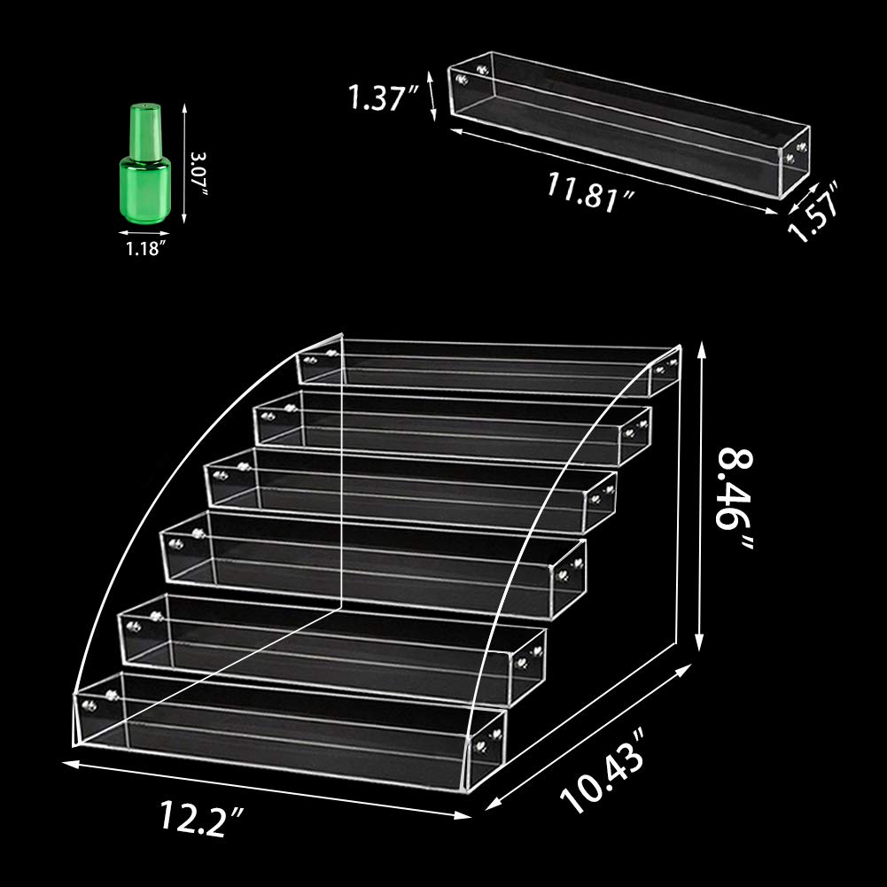 Tasybox Acrylic Nail Polish Holder Organizer Rack, Clear Essential Oils Storage Nail Varnish Display Stand, 6 Tier