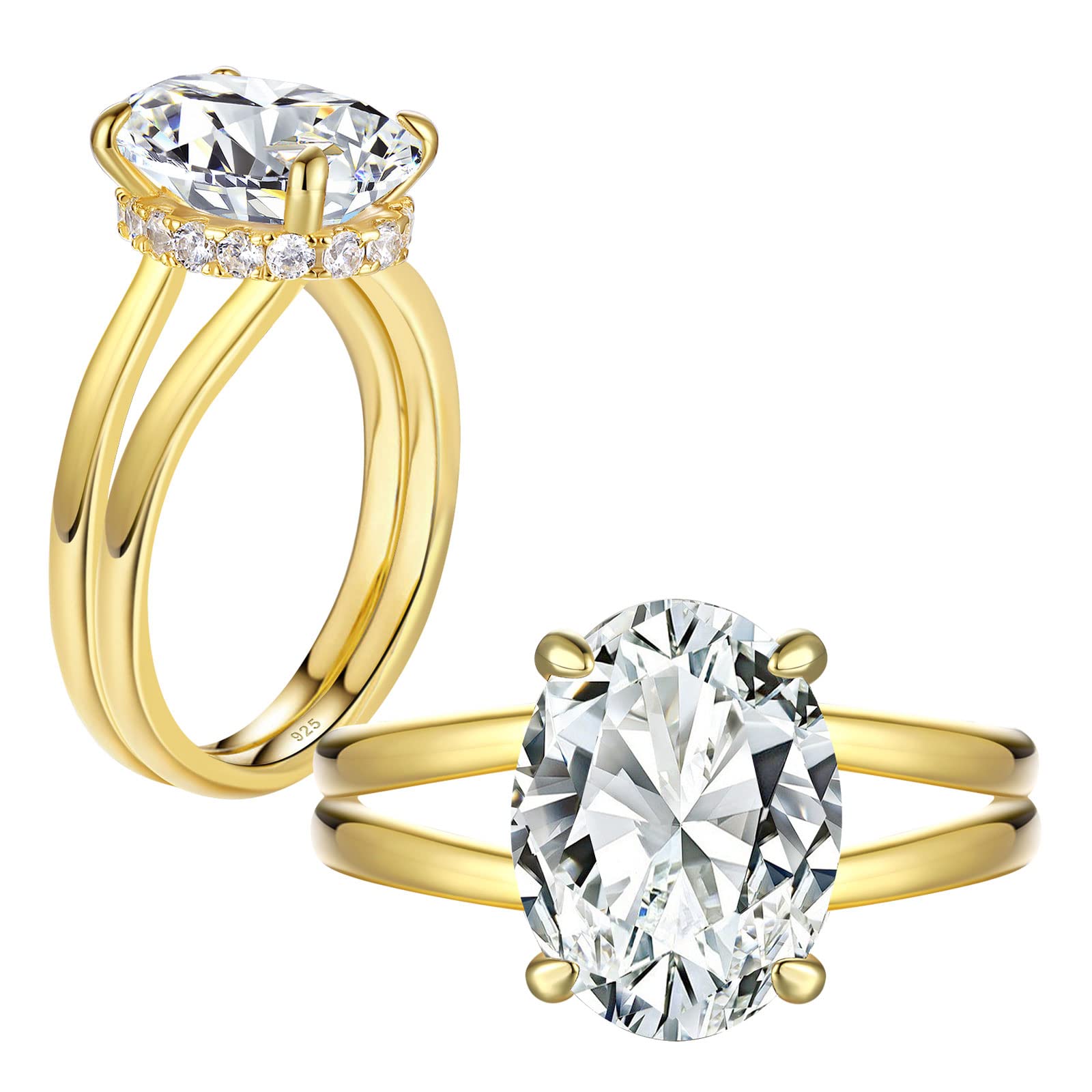Wuziwen 6Ct Engagement Ring for Women AAAAA Cubic Zirconia CZ Sterling Silver Wedding Band Size 9
