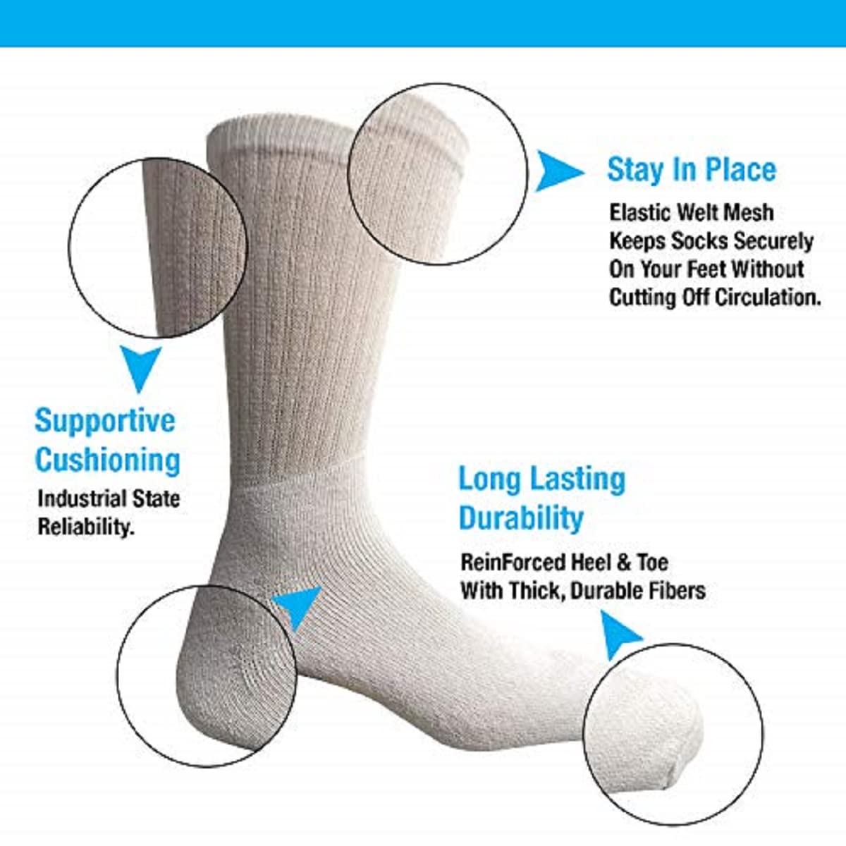 SOCKS'NBULK 60 Pairs Mens Wholesale Bulk Sports Crew Socks, Athletic Socks Case Pack Options (10-13, White)