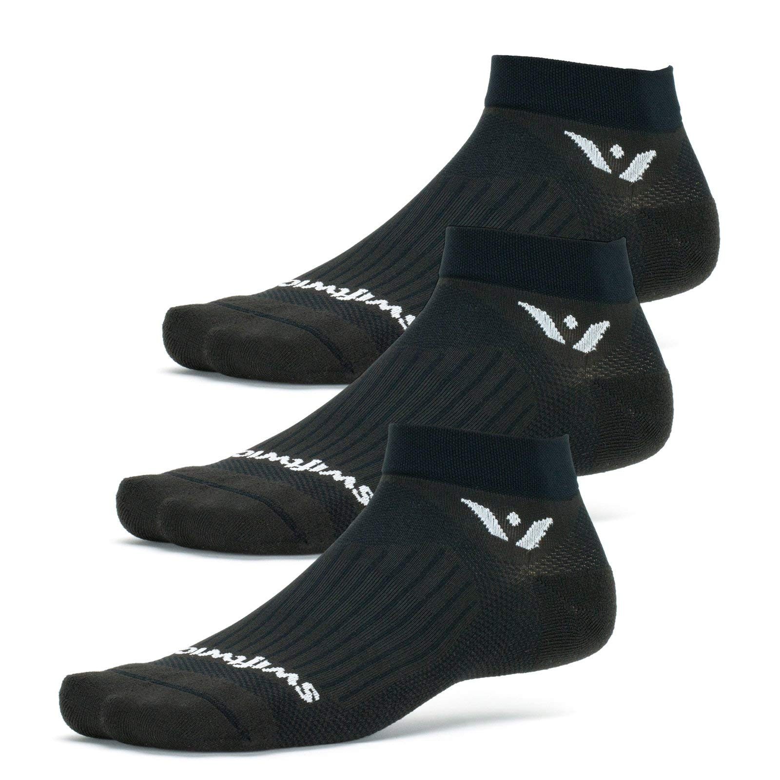 Swiftwick- ASPIRE ONE (3 Pairs) Running & Cycling Socks, Breathable, Compression Fit (Black, Medium)