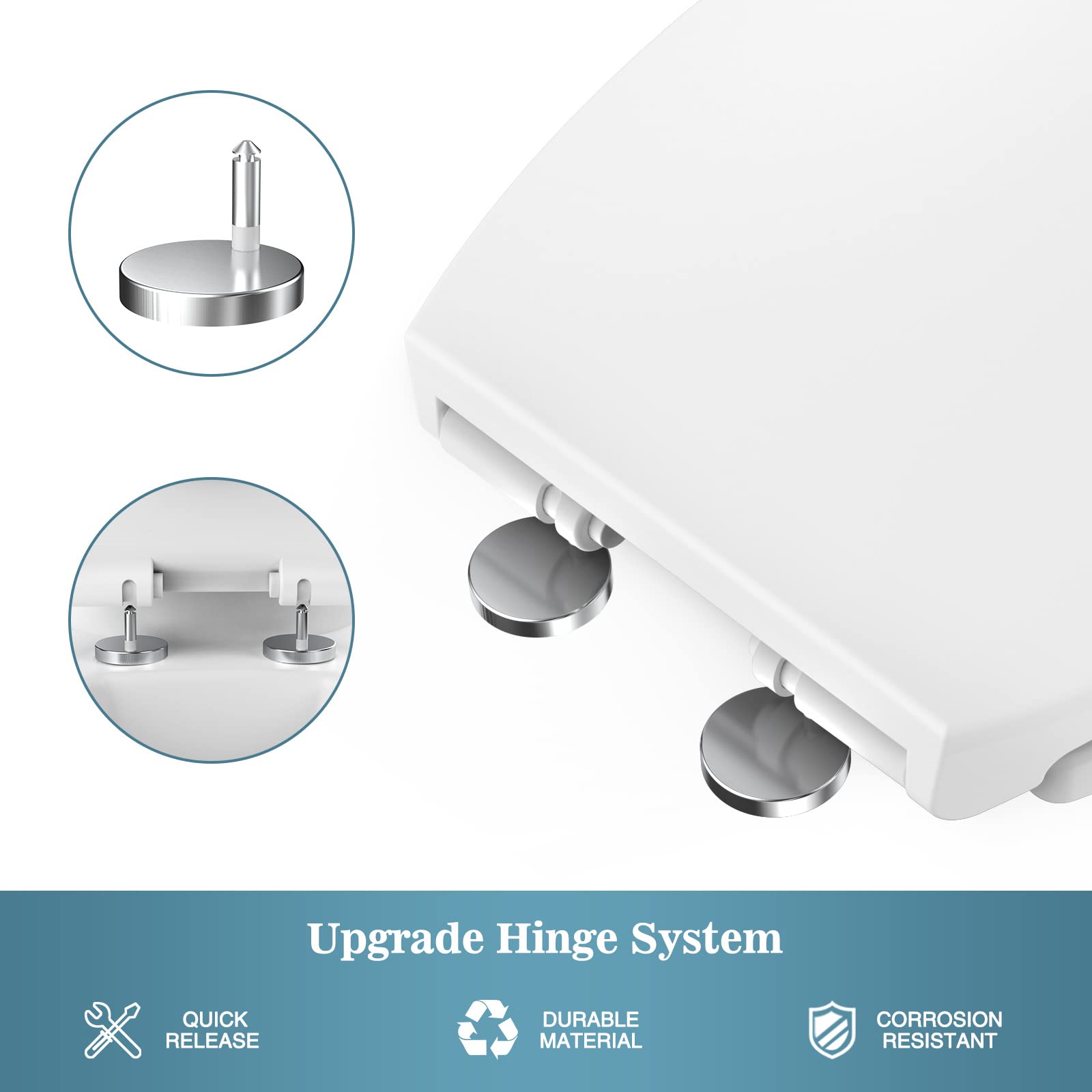 Toilet Seat Elongated Soft Close with Quick Release Hinges MUYE Never Loosen White Toilet Seats No Slamming Easy Installation & Clean