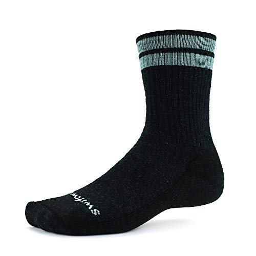 Swiftwick- PURSUIT HIKE SIX MD Hiking Socks, Cushioned Merino Wool (Heather Stripe, Medium)