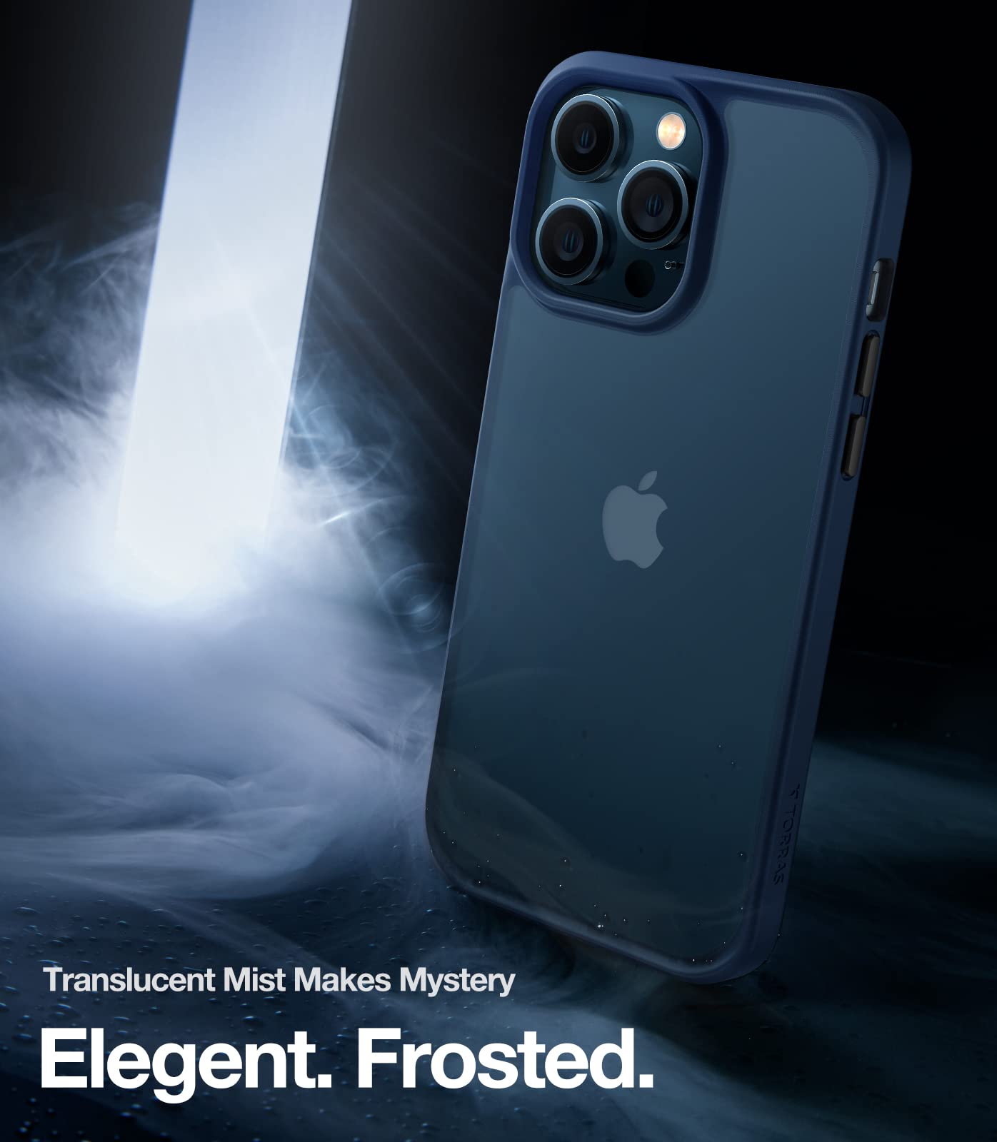 TORRAS Shockproof Compatible for iPhone 12 Case for iPhone 12 Pro Case, [Military Grade Drop Tested] Translucent Matte Hard PC Back with Soft Silicone Edge Slim Protective Guardian, Blue