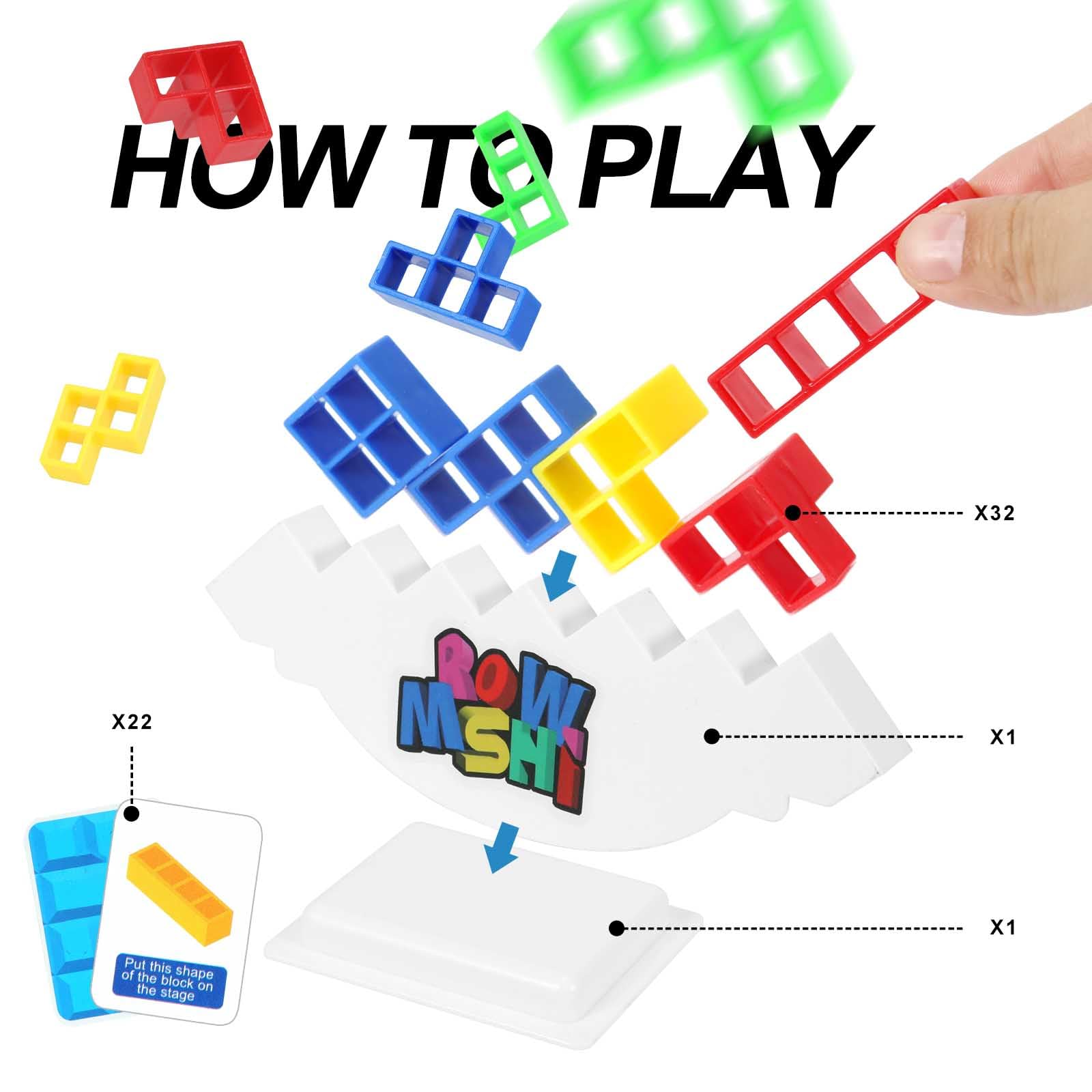 ROWMSHI Stack Attack Tower Stacking Balance Game Mini Cooperative Board Team Building Toy for Kid & Adult Game (16PCS)
