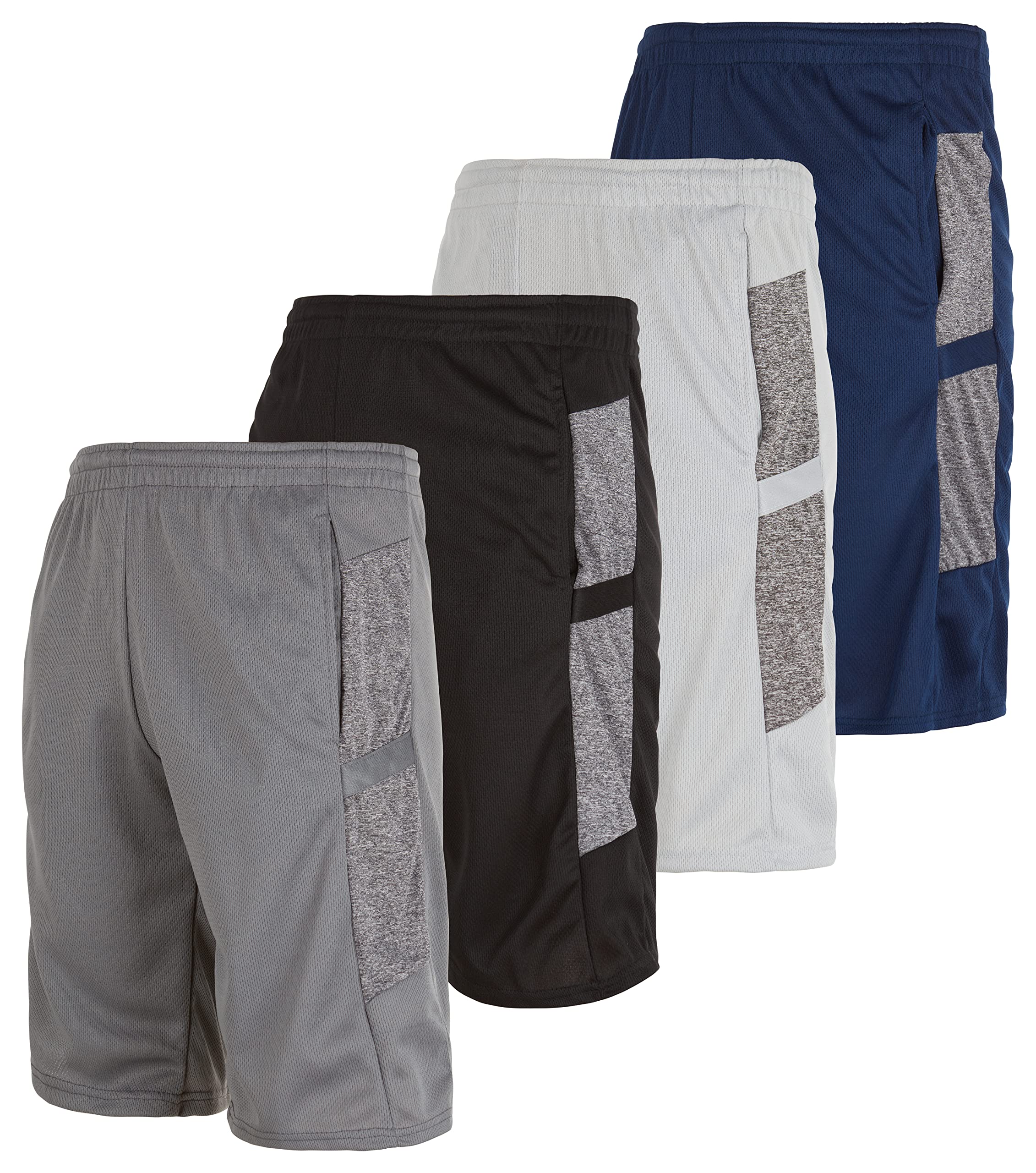X Game Time- 4 Pack Basketball Short Men, Active Mesh Quick Dry Workout Men Shorts with Pockets and Elastic Waistband