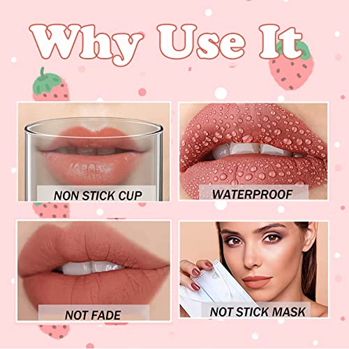 ZARICS 3PCS Nude Matte Lipstick Set, 24 Hour Superstay Natural Nude Lipstick Velvet Smooth Crayon Lip Stain, Long Lasting Waterproof Lip Gloss Lipstick for Women Makeup (Set C)