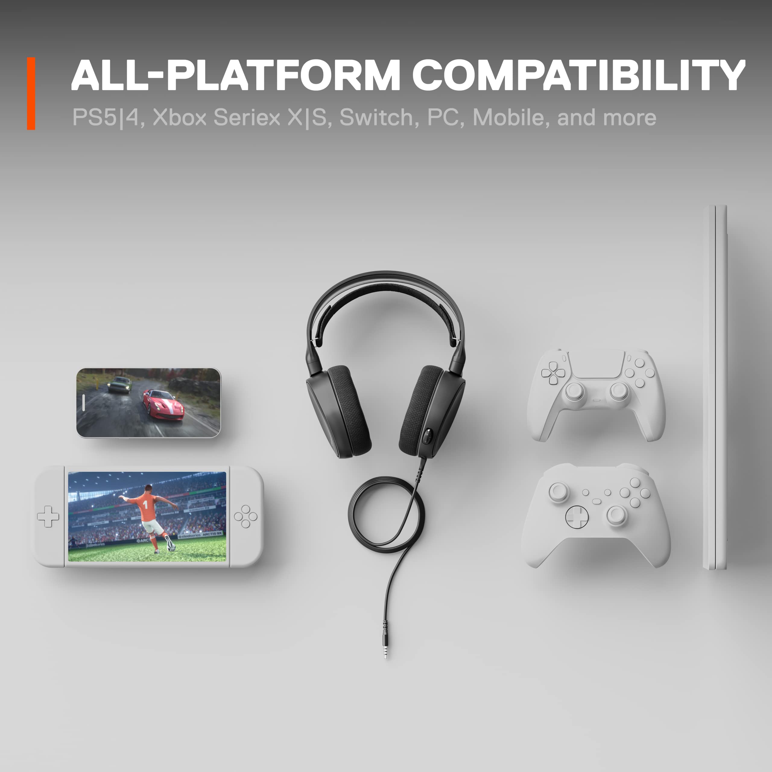 SteelSeries Arctis 3 - All-Platform Gaming Headset - for PC, PlayStation 5, Xbox One, Nintendo Switch - Black