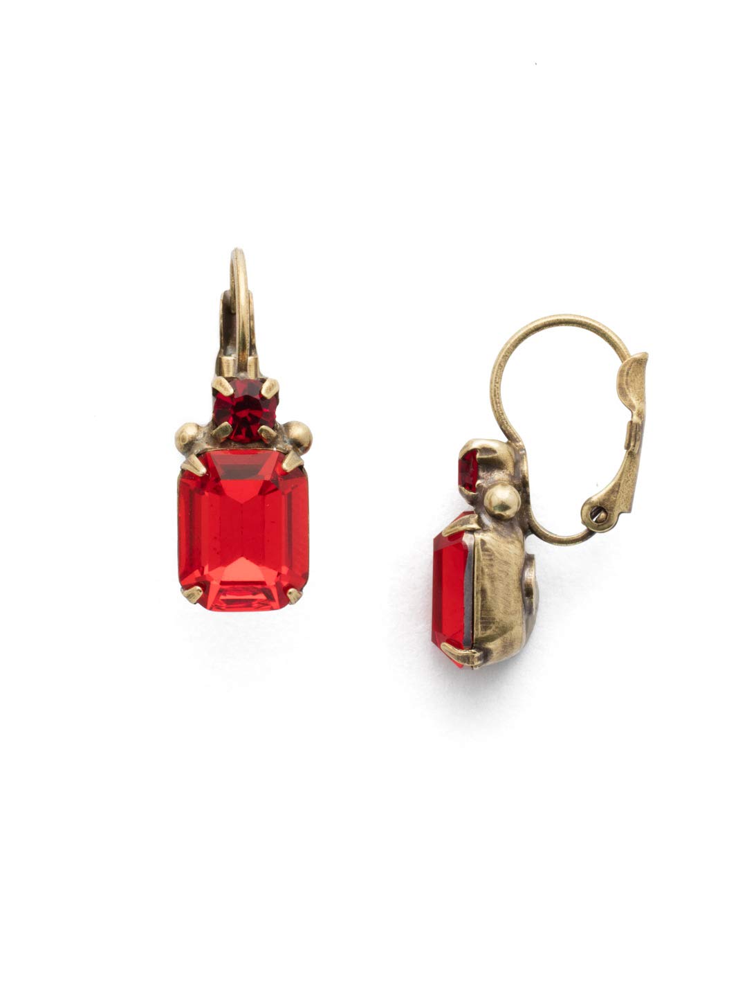 Sorrelli Zelmira French Wire Earrings, Antique Gold-Tone Finish, Sansa Red