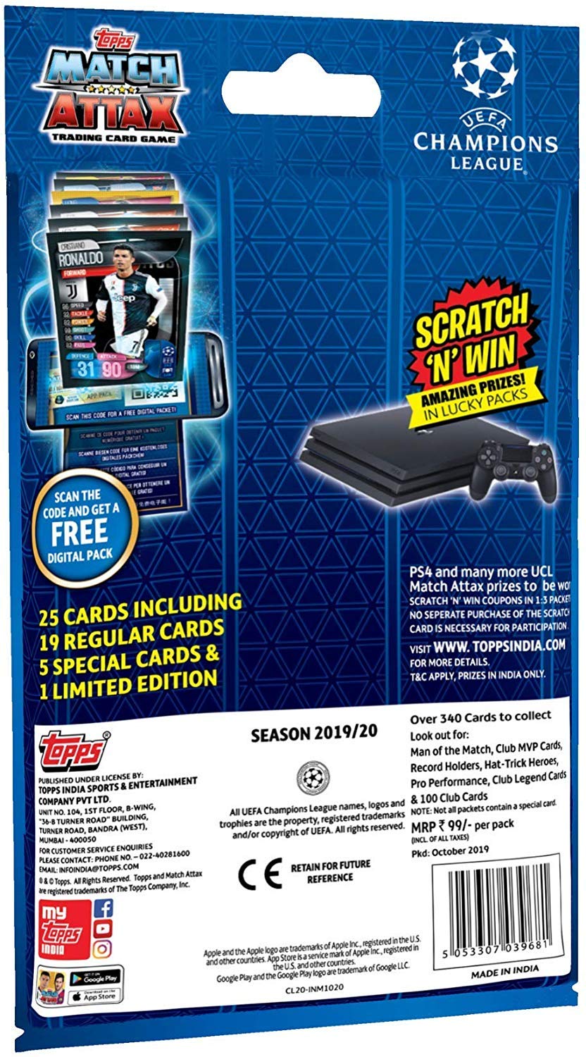 Topps India Match Attax Champions League 2019-20 Edition Cards, Multi Pack