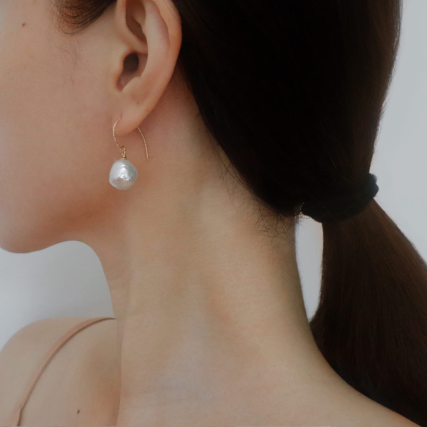 Umico 10-11mm Freshwater Cultured Baroque Pearl Drop Earrings for Women,14K Gold Filled Hooks