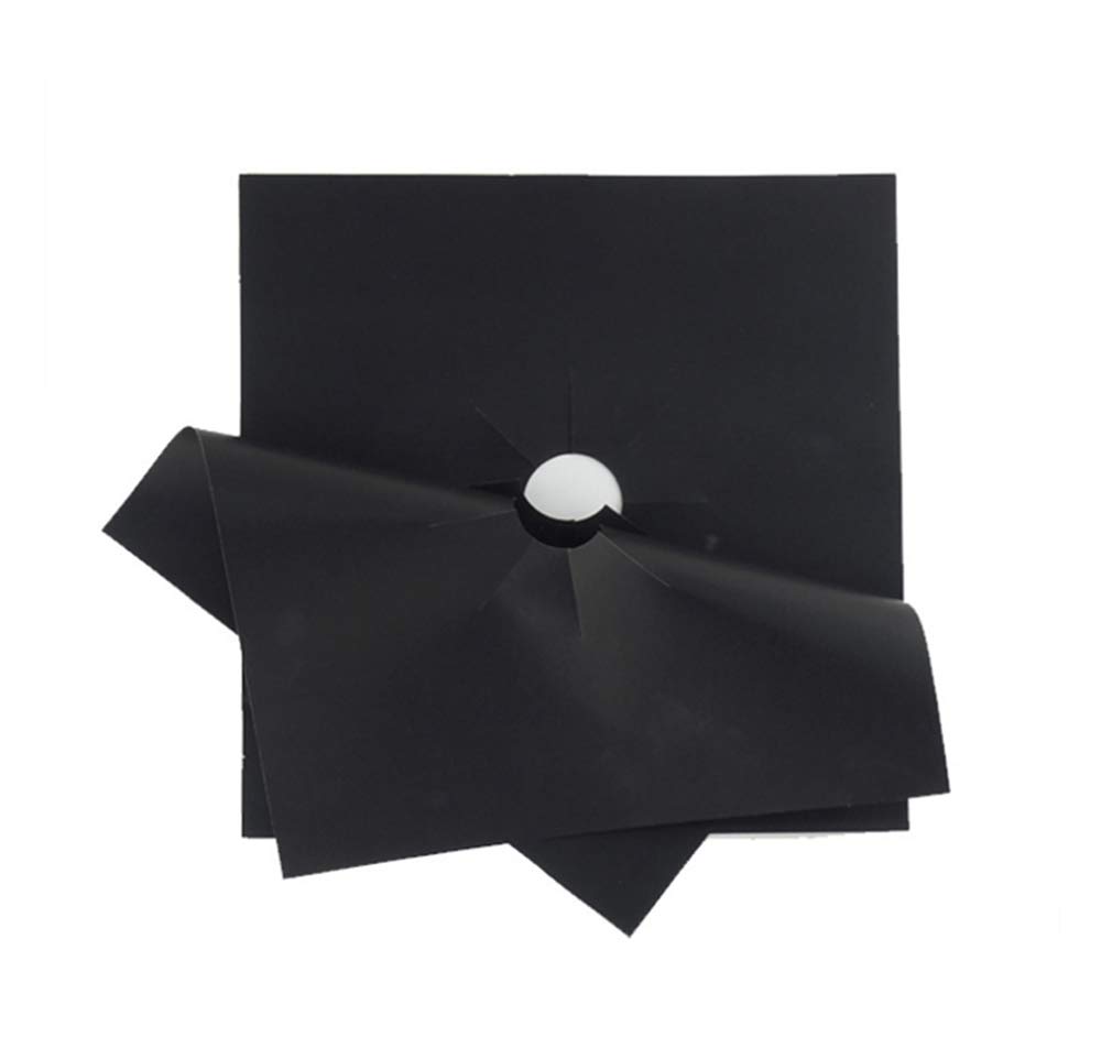SHAFIRE Non-Stick Gas Range Protectors Reusable Aluminum Foil Gas Stove Burner Cover Protector Liner Clean Mat Pad 4PCS (Black)