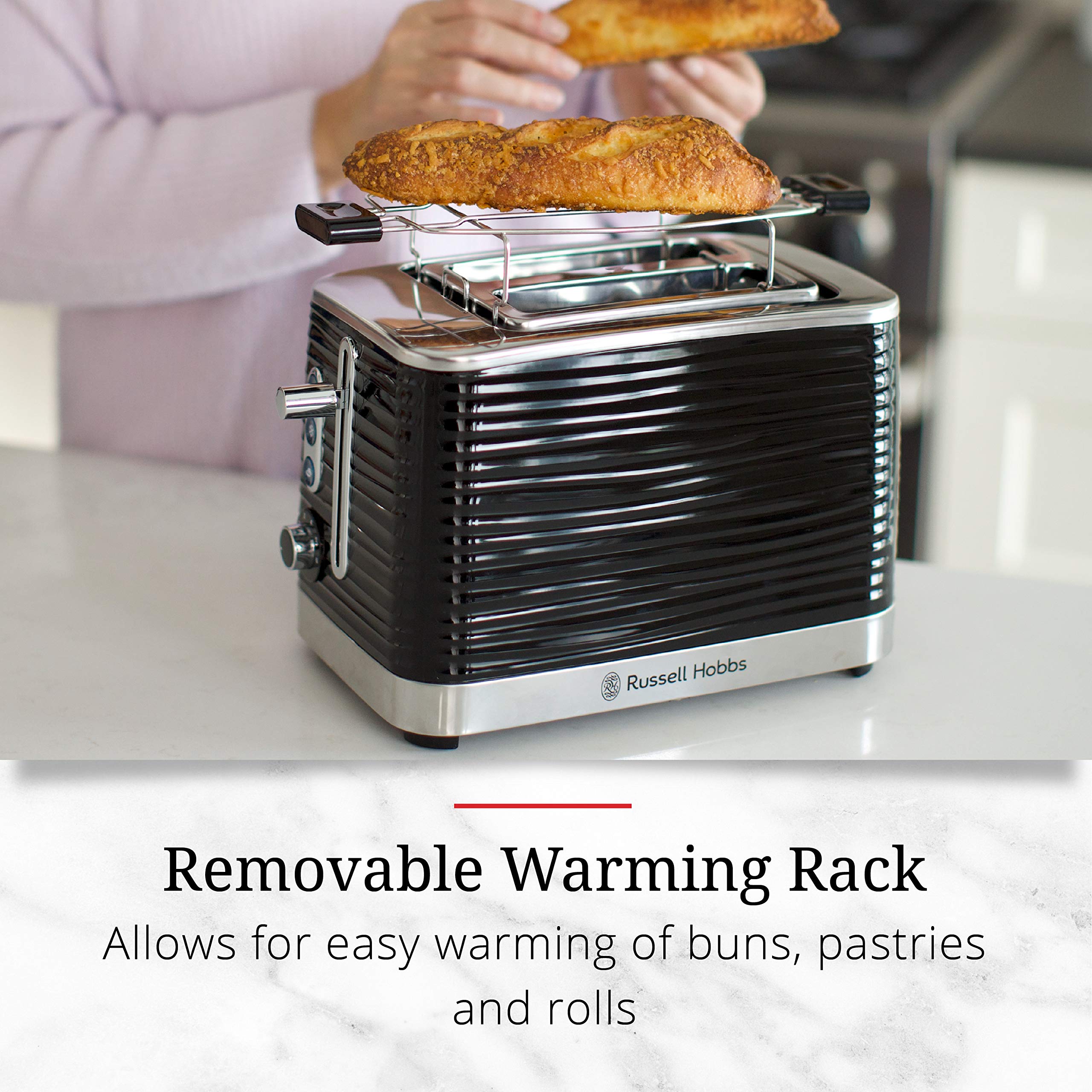 Russell Hobbs Coventry 2-Slice Toaster, Black, Included Warming Rack