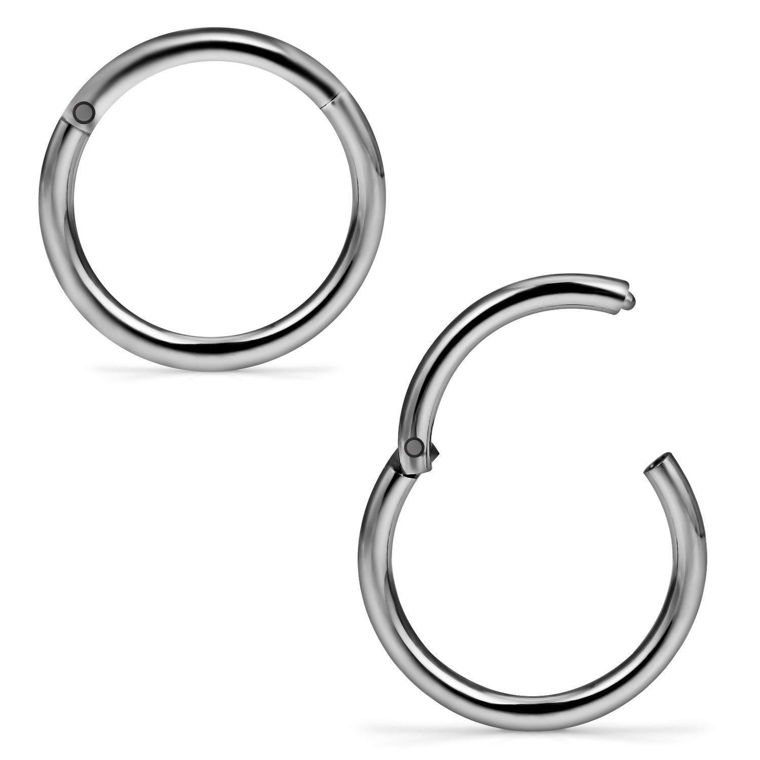 SCERRING 2PCS 14G G23 Titanium Hinged Clicker Segment Septum Nose Lip Ring Hoop Cartilage Tragus Sleeper Earrings Body Piercing Jewelry 12mm