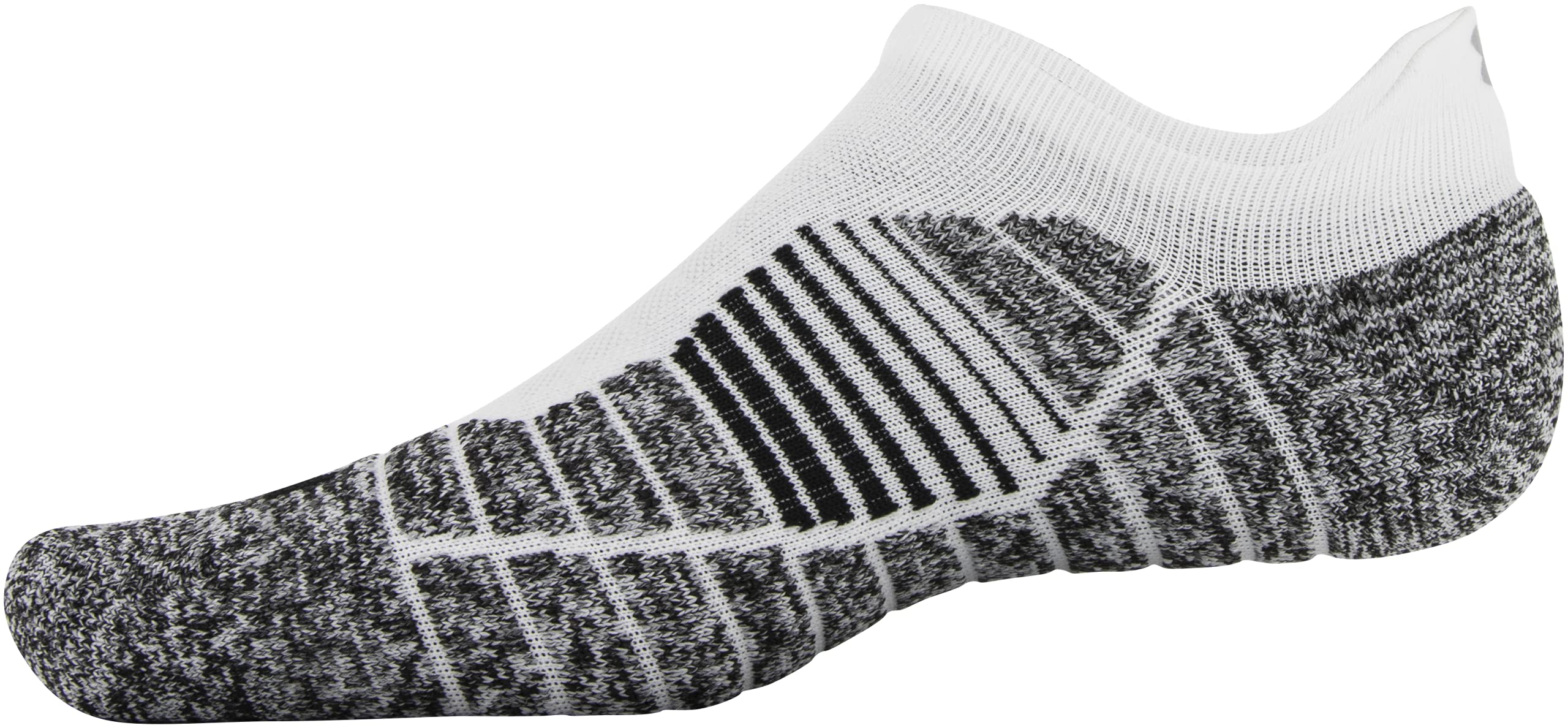 Under Armour Adult Elevated+ Performance No Show Tab Socks, 3-Pairs, White/Halo Gray Assorted, Large