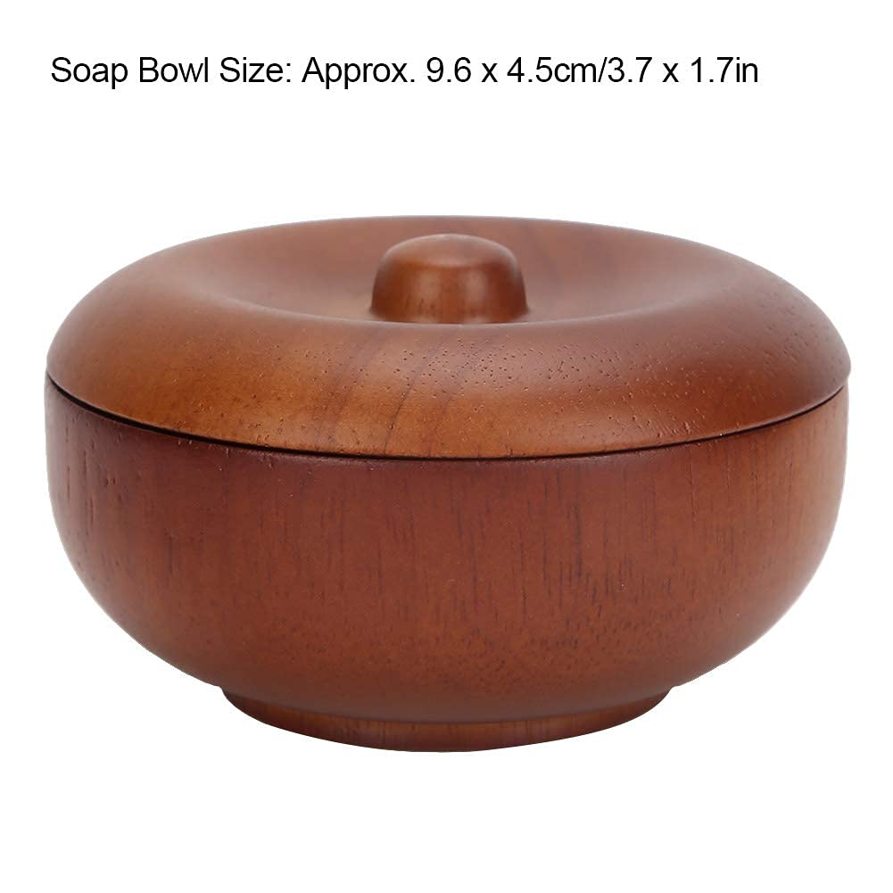 Wooden Shaving Brush Bowl with Lid for Shaving Soap & Cream, Men's Large Deep Size Bowl Pottery Cup for Manual Shaving