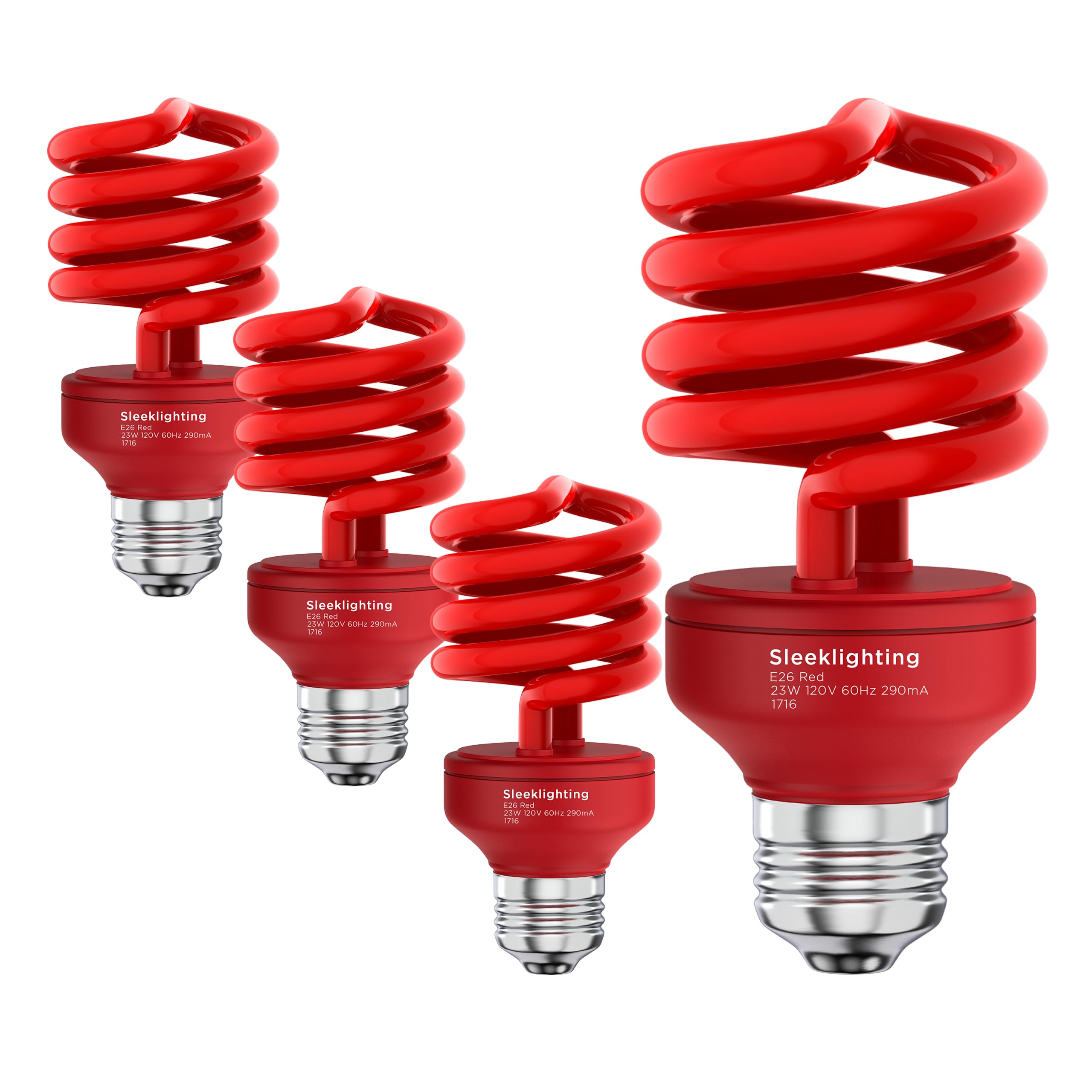 SLEEKLIGHTING 23 Watt T2 Black Light Spiral CFL Light Bulb, UL Approved- Blacklight Bulbs for Parties 120V, E26 Medium Base-Energy Saver (Pack of 4)