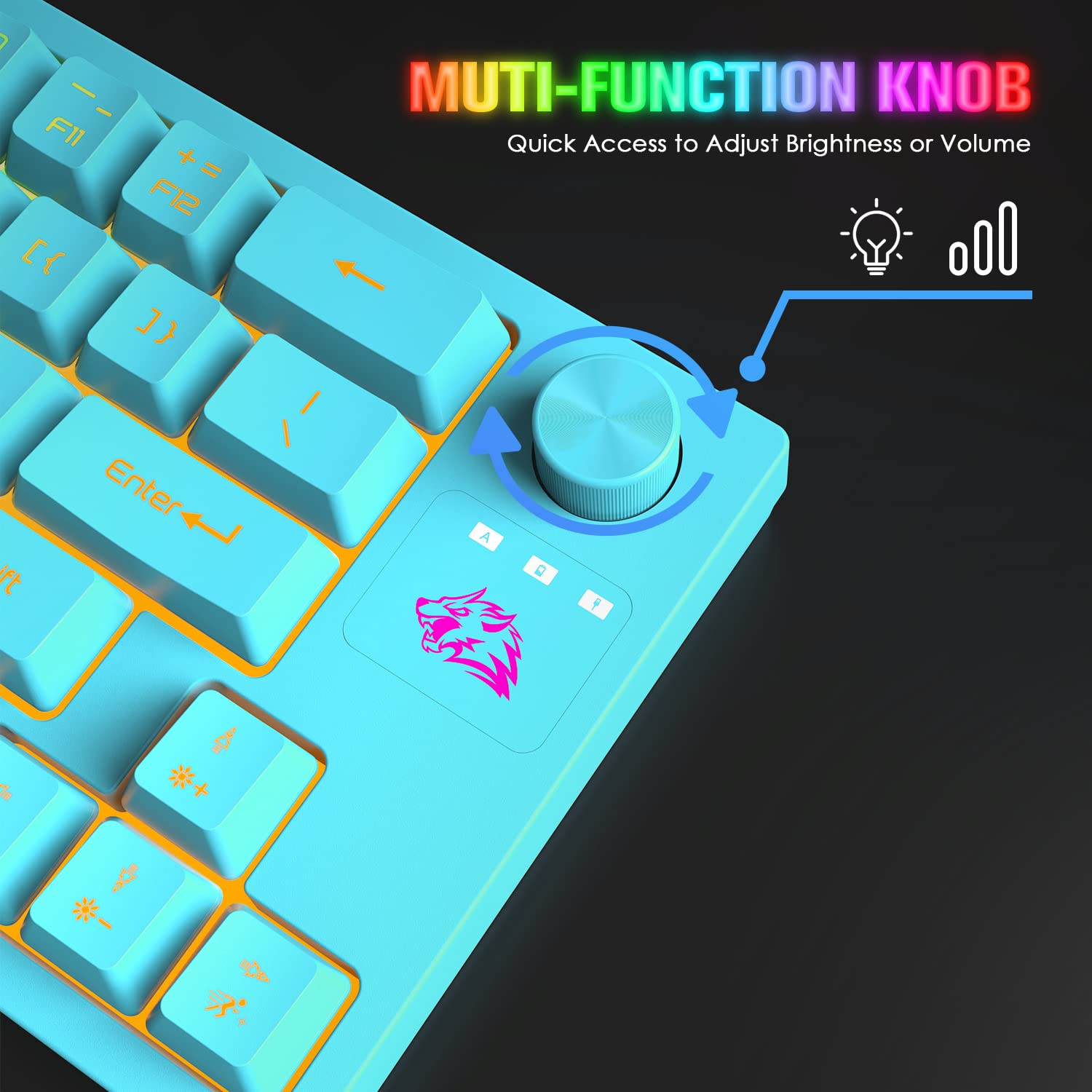 ZIYOU LANG T50 Wireless Gaming Keyboard and Mouse Combo Mini Portable with Cool RGB Backlit Ergonomic 64Key TKL Rechargeable 4000mAh Battery Anti-ghosting Media Knob for PC Mac Gamer(Black)