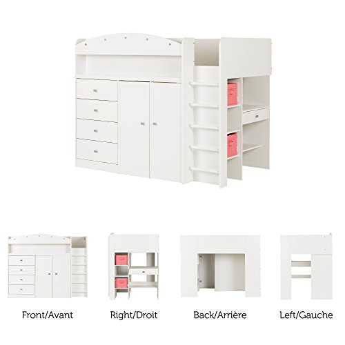 South Shore Tiara Loft Bed with Desk, Twin