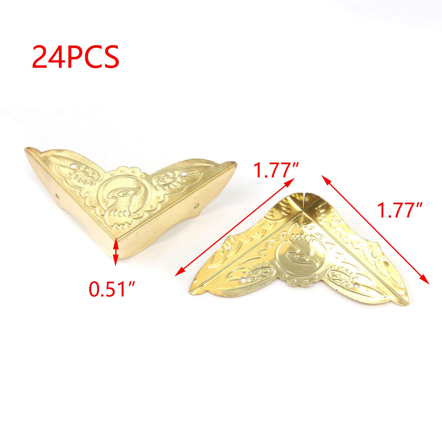T Tulead Golden Corner Protectors Metal Corner Furniture Protector Table Corner Guards Box Corner Brackets 1.77"x1.77",24pcs with Mounting Nails