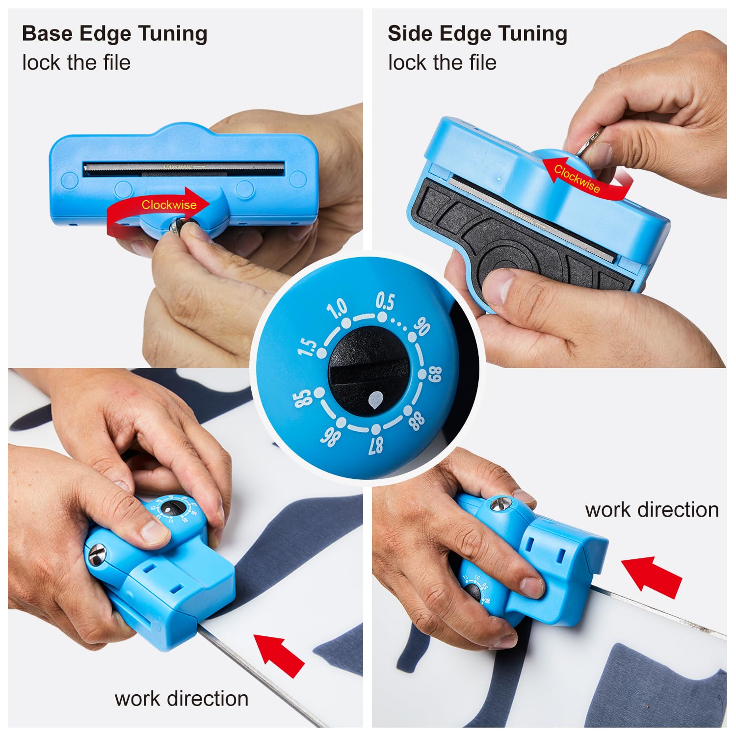 XCMAN Complete Ski Snowboard Tuning Edge Combo Kit with Ski Snowboard Side and Base Edge Tuner, Gummy Stone 120 grit,3pcs Diamond Stones