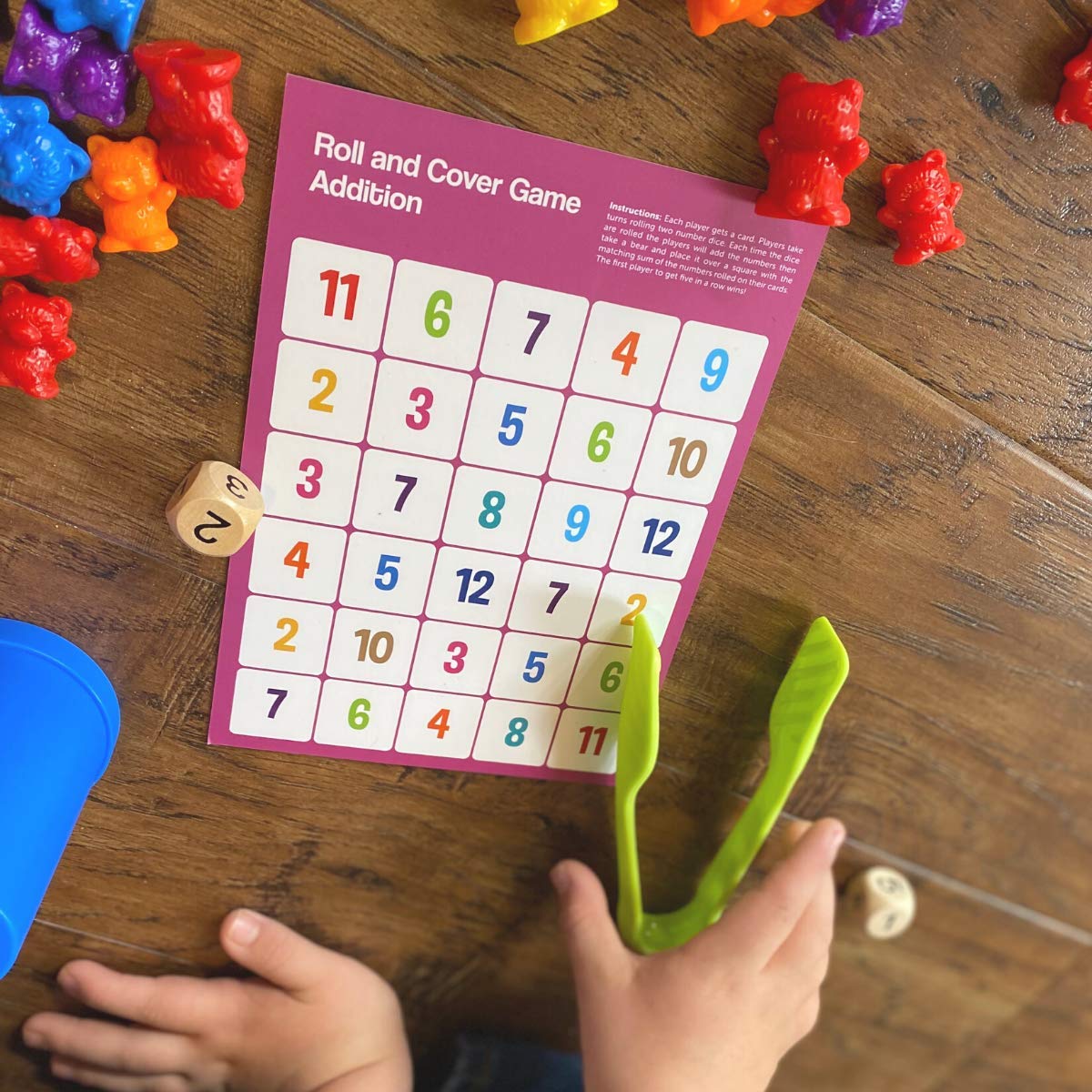 SWEET LEMONS Rainbow Counting Bears Math Manipulatives- 90 Teddy Bear Counters- Large and Small Sorting Bears and Bingo Game for Kids and Family
