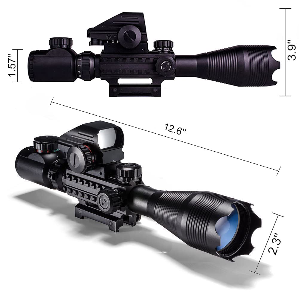 Rifle Scope Combo 4-16x50EG Dual Illuminated with Green Laser sight 4 Holographic Reticle Red/Green Dot for Weaver/Rail Mount