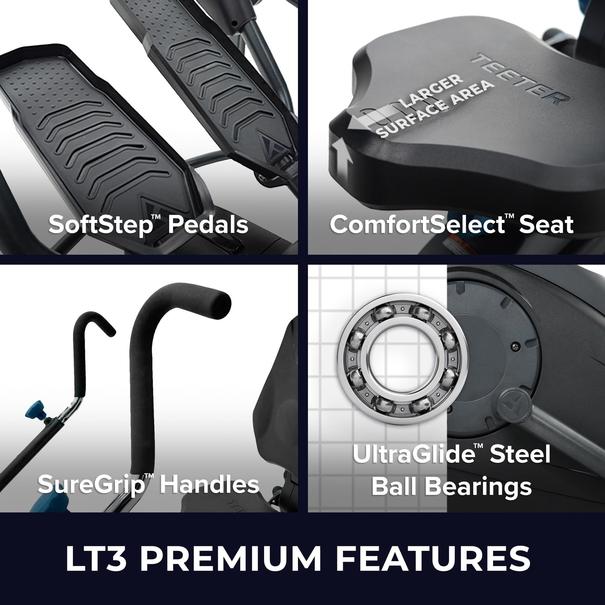 Teeter FreeStep LT3 - Recumbent Cross Trainer and Elliptical (LT3 + Mat + Gel Seat Bundle)