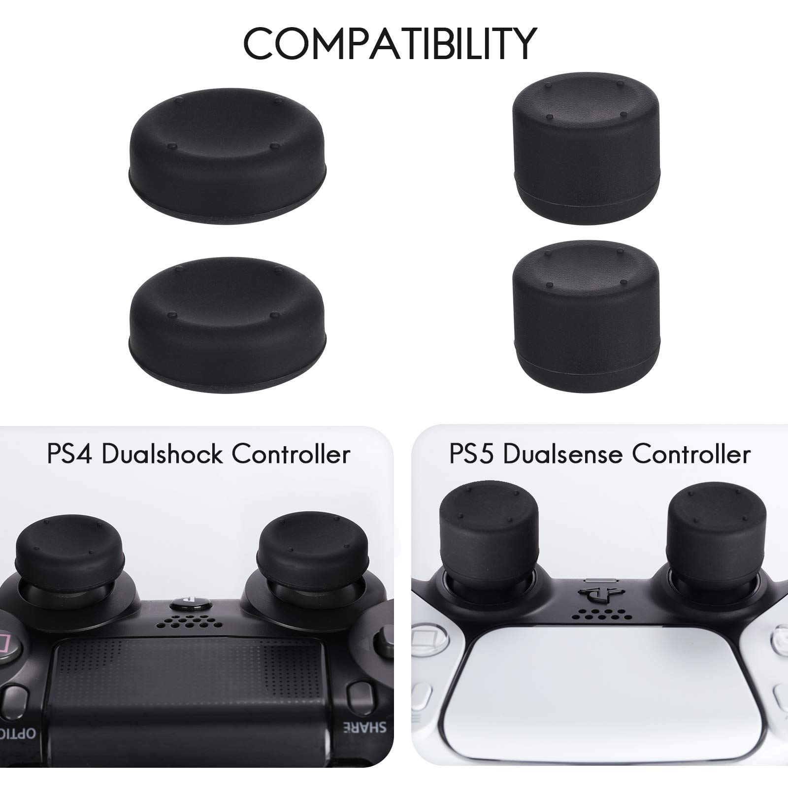 TOMSIN Silicone Skin Cover Cases with 4 FPS Thumb Grips for PS5 Controller (4Pcs)