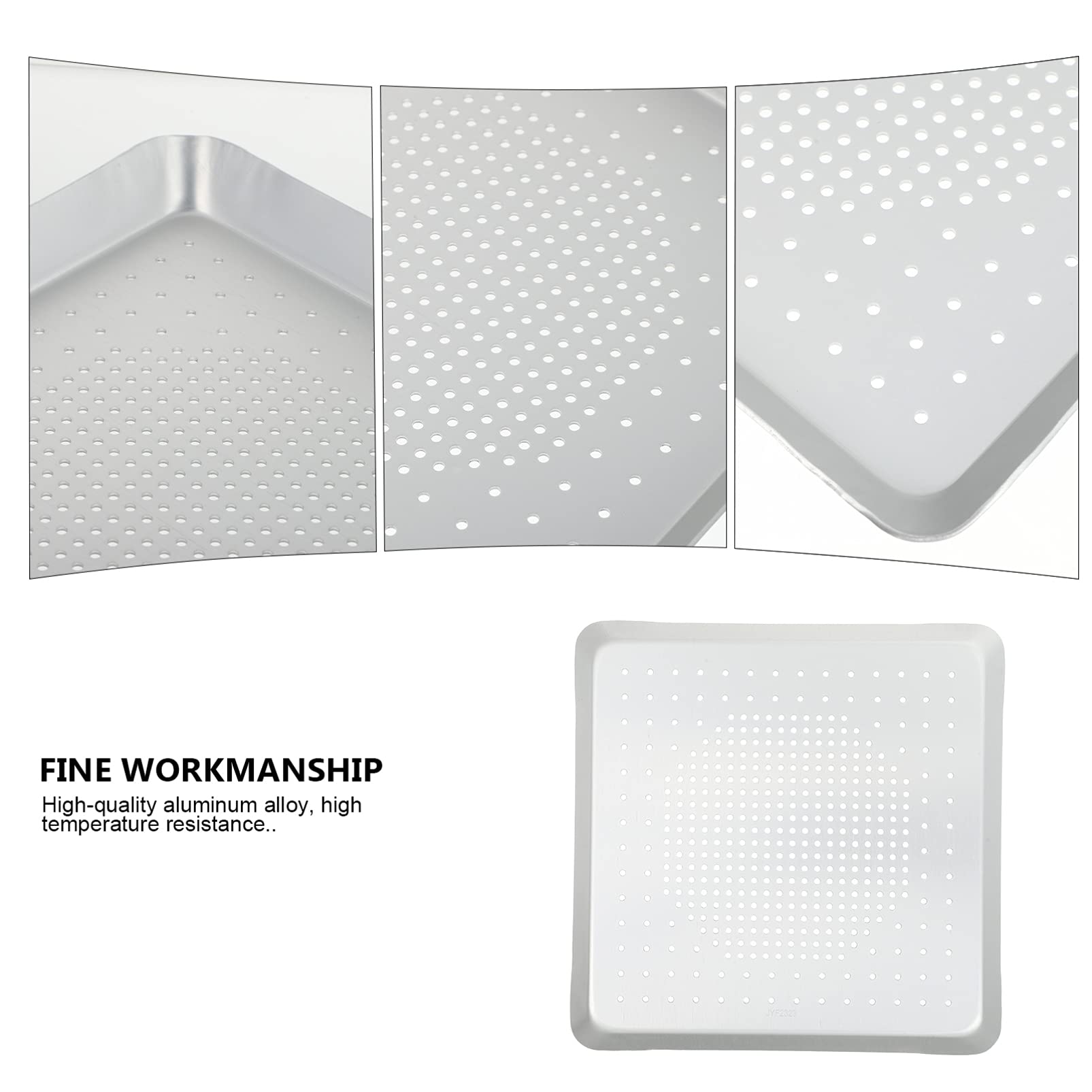 YARDWE Pizza Bakeware, Perforated Aluminum Sheet Pan 12 Inch Pizza Tray Pizza Pan with Holes Square Nonstick Bakeware for Oven Baking Pizza, French Fries